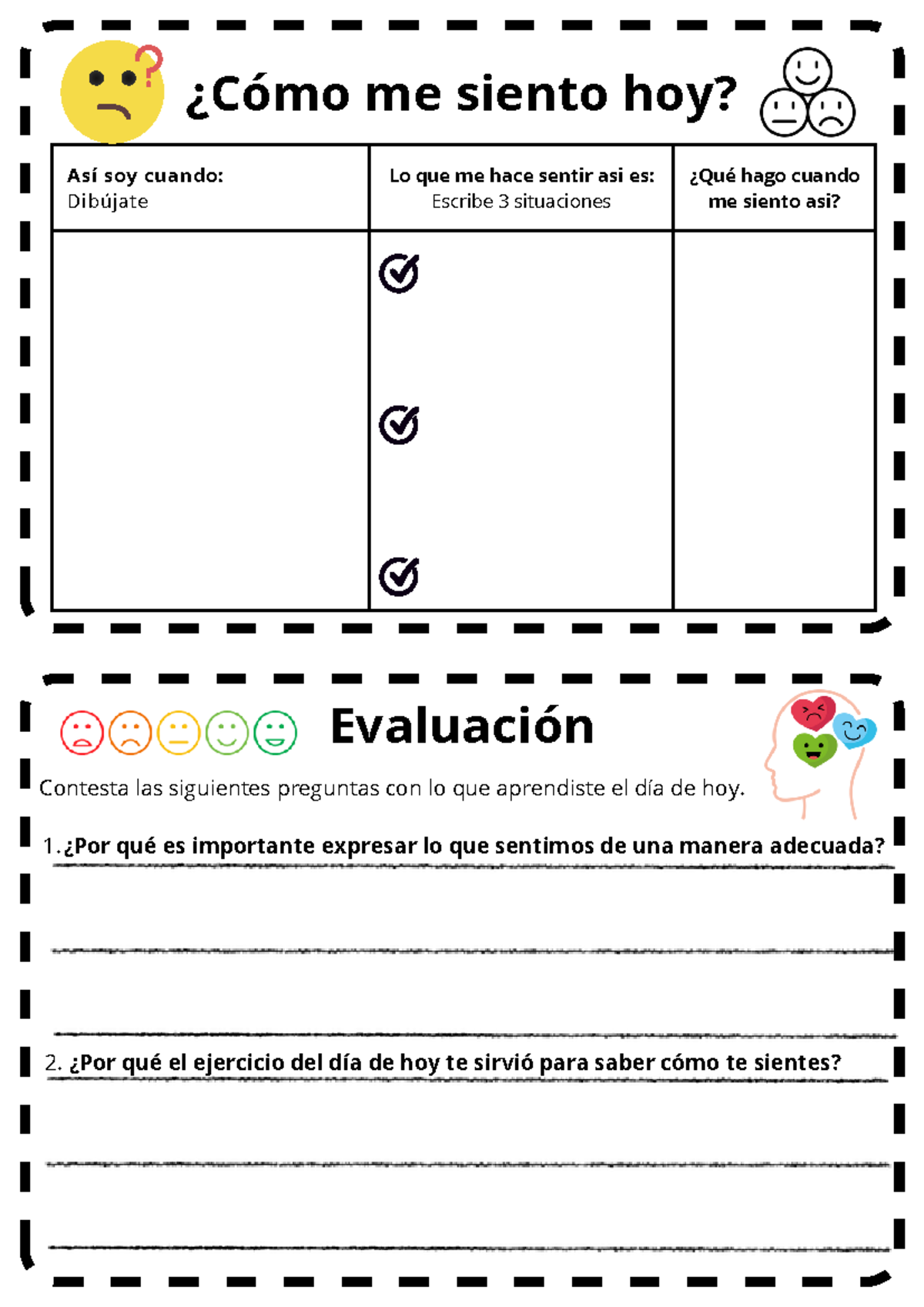 ¿Cómo me siento hoy - hoja de trabajo para las emociones - Innovación al trabajo docente - Studocu