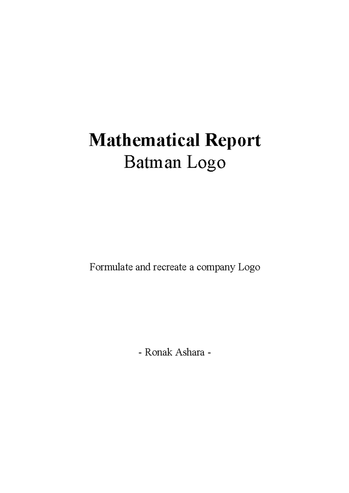 Mathematical Report: Recreating the Batman Logo (Unit 1 PSMT) - Studocu