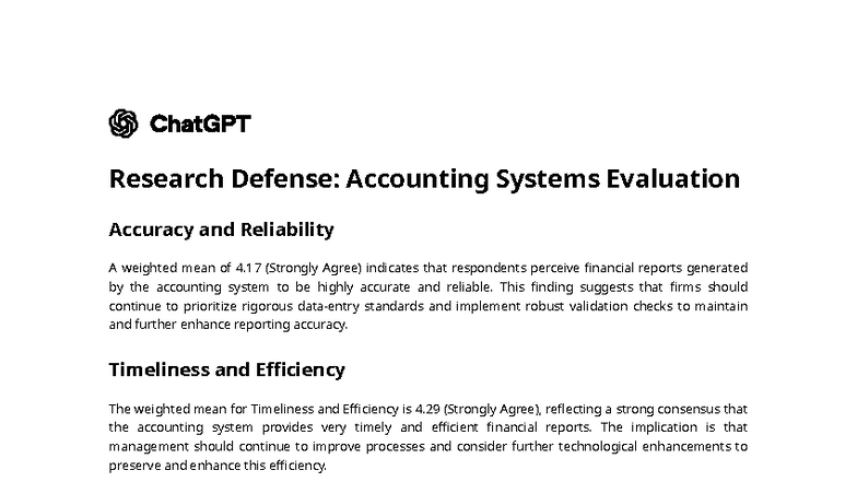 Research Defense: Accounting Systems Evaluation (ACCT 101) - Studocu