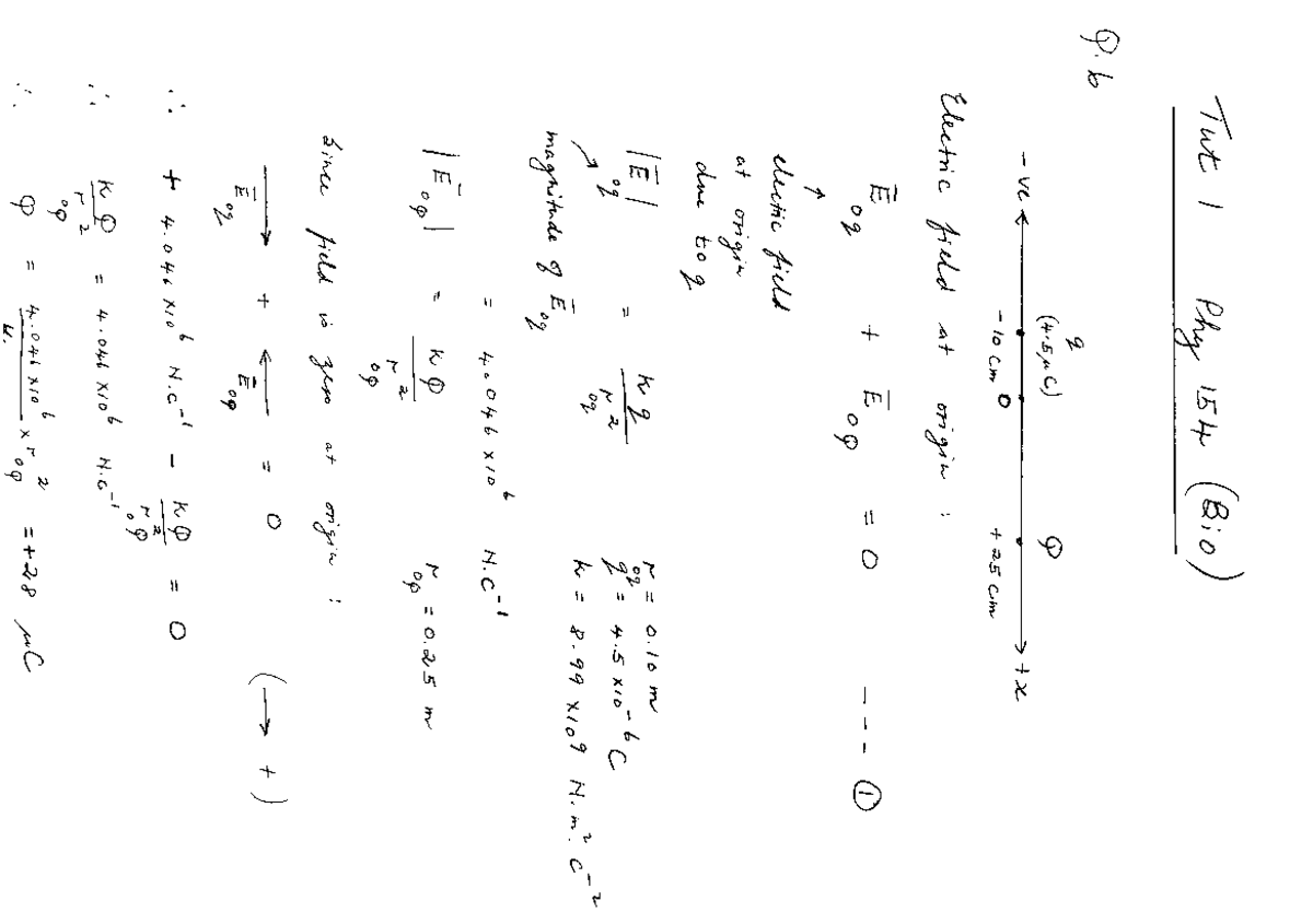Tutorial 1 Solutions for Phy 154 (Bio) - Electric Field Calculations ...