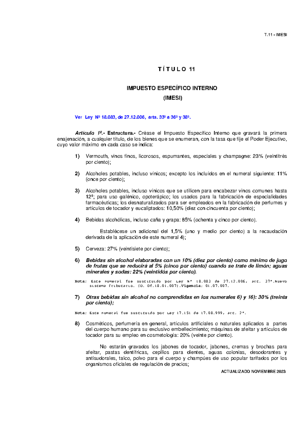 T.11 IMESI: Análisis del Impuesto Específico Interno y sus Aplicaciones ...