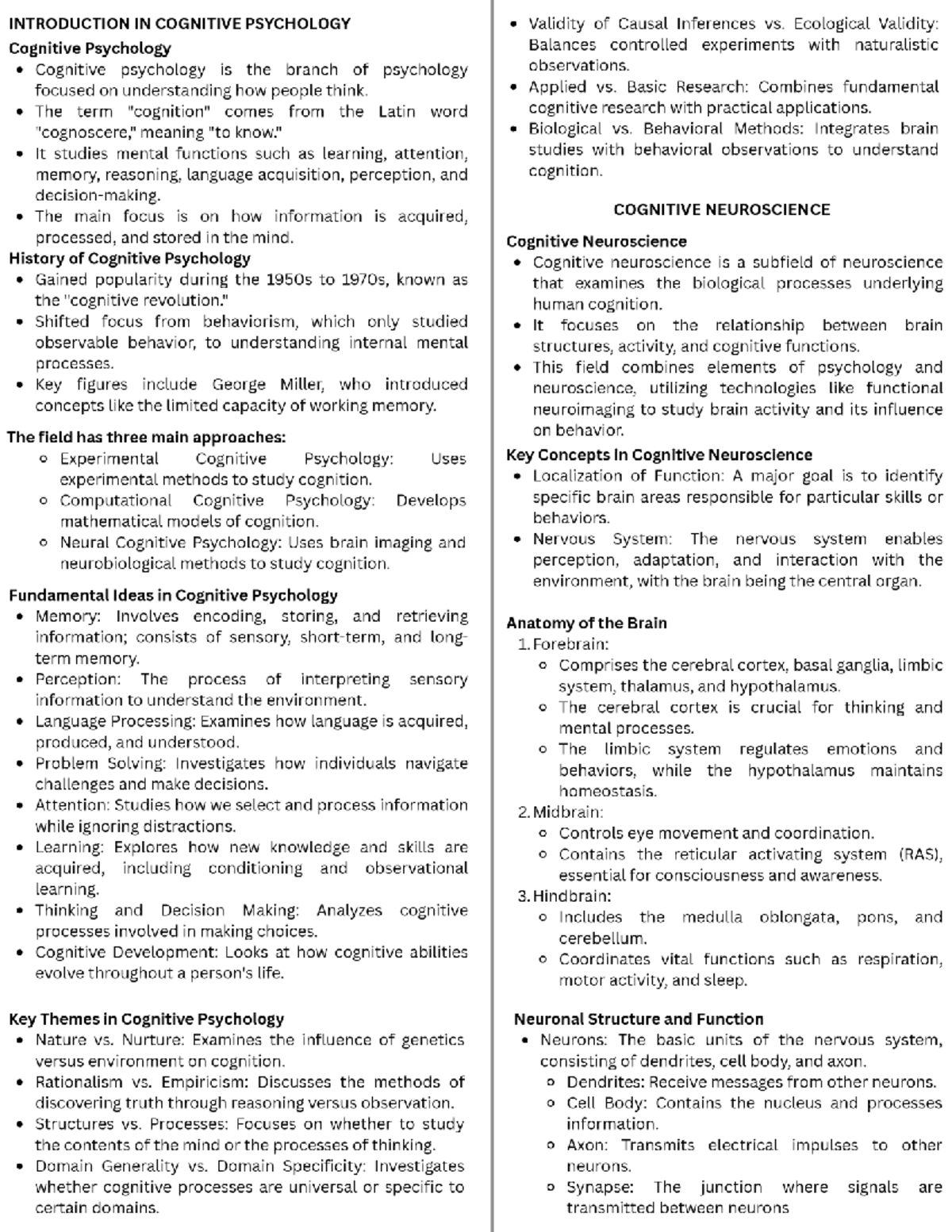 Cognitive Psychology (PSY 101): Key Concepts and Theories Overview - Studocu