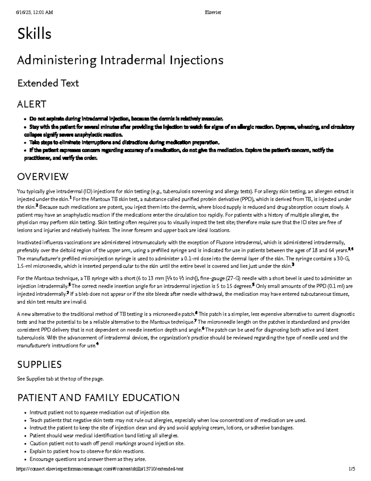 Clinical Skills: Administering Intradermal Injections Guide - Studocu