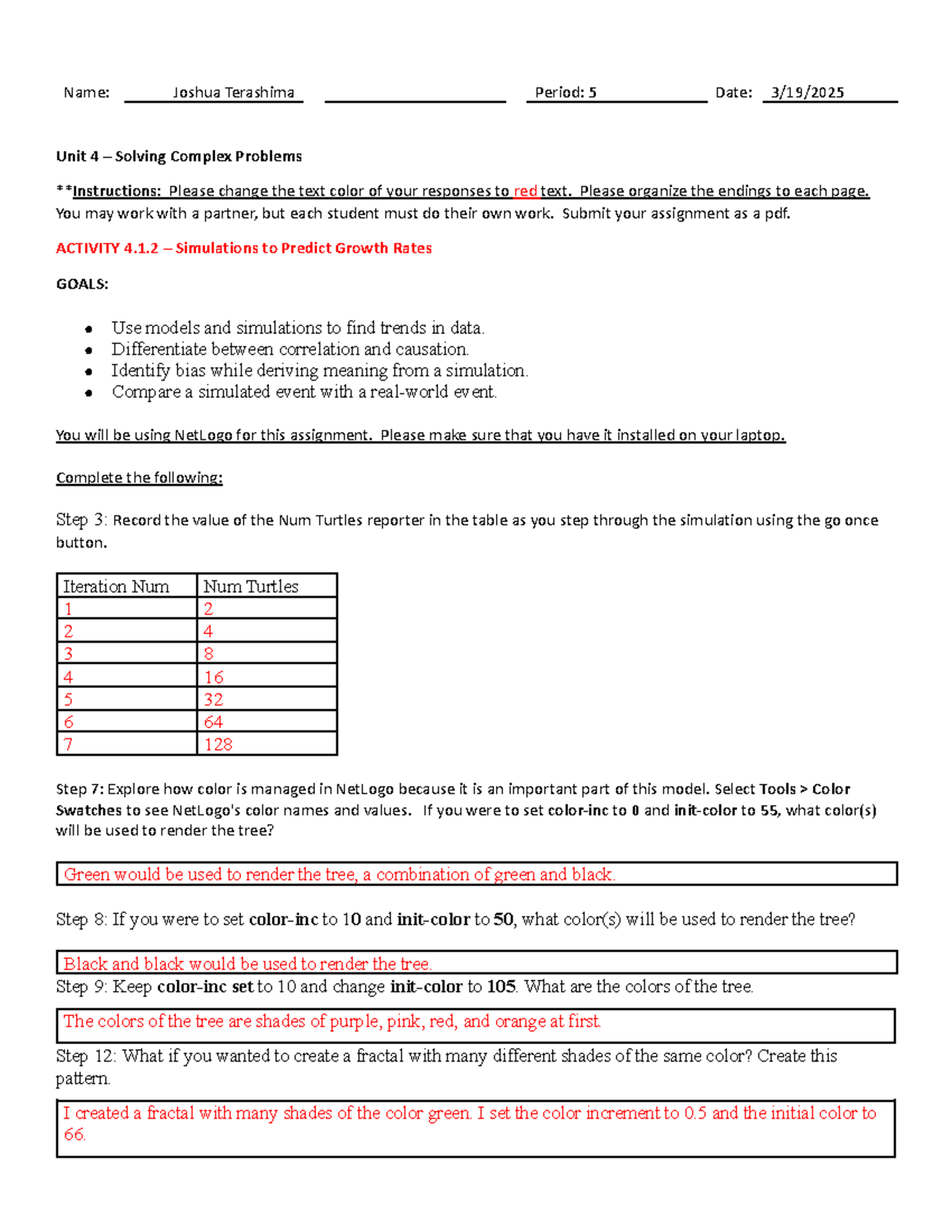 Activity 4 - PLTW Unit 4: Solving Complex Problems Simulation - Studocu