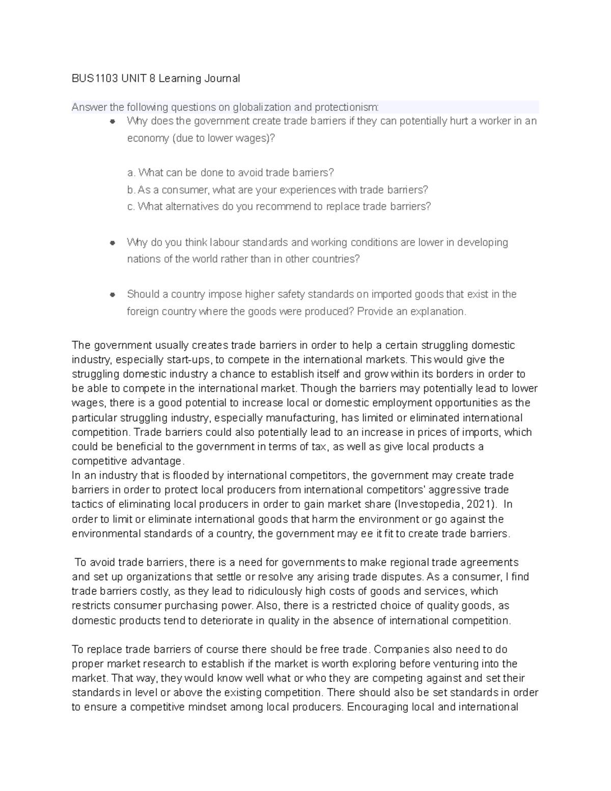 BUS1103 UNIT 8 Learning Journal - BUS1103 UNIT 8 Learning Journal ...