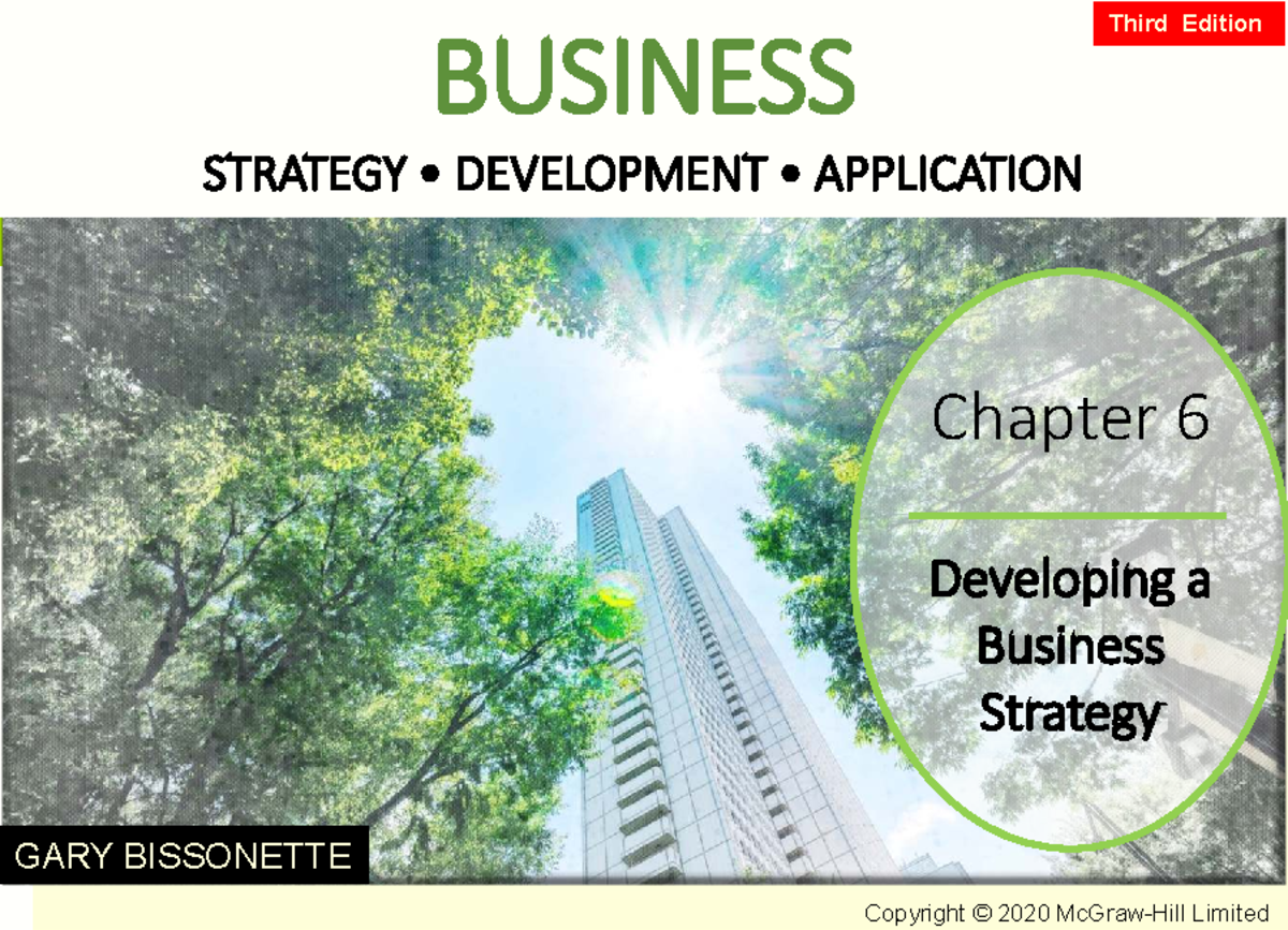 BUSINESS STRATEGY DEVELOPMENT APPLICATION Chapter 6: Effective Strategy ...