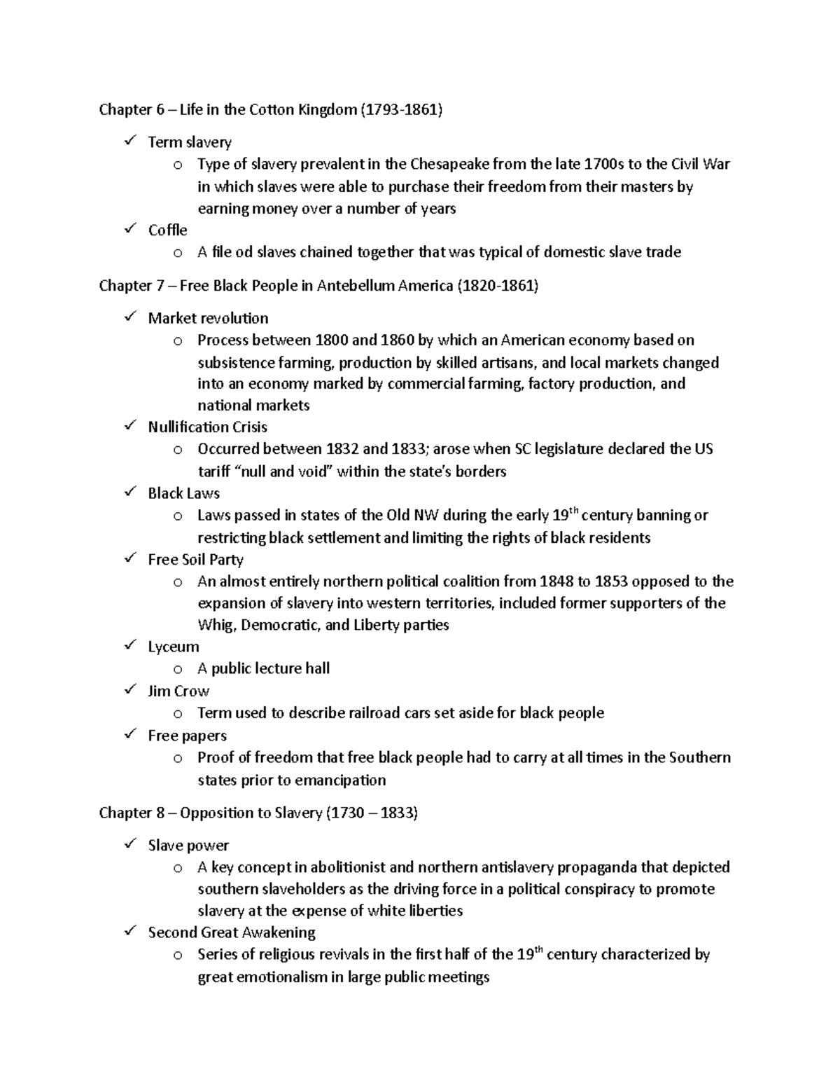 Chapters 6-8: Notes on Life in the Cotton Kingdom & Slavery Opposition ...