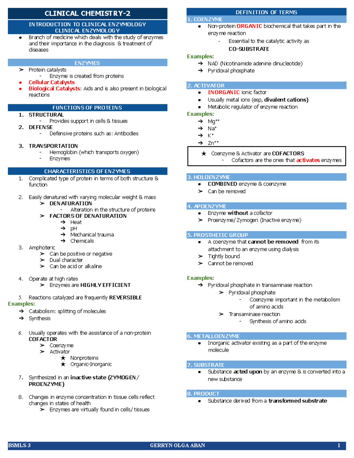 Clinical Chemistry 2: Enzymology and Its Clinical Applications - Studocu
