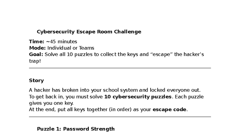 Cybersecurity Escape Room Challenge: Activity 2 Notes - Studocu