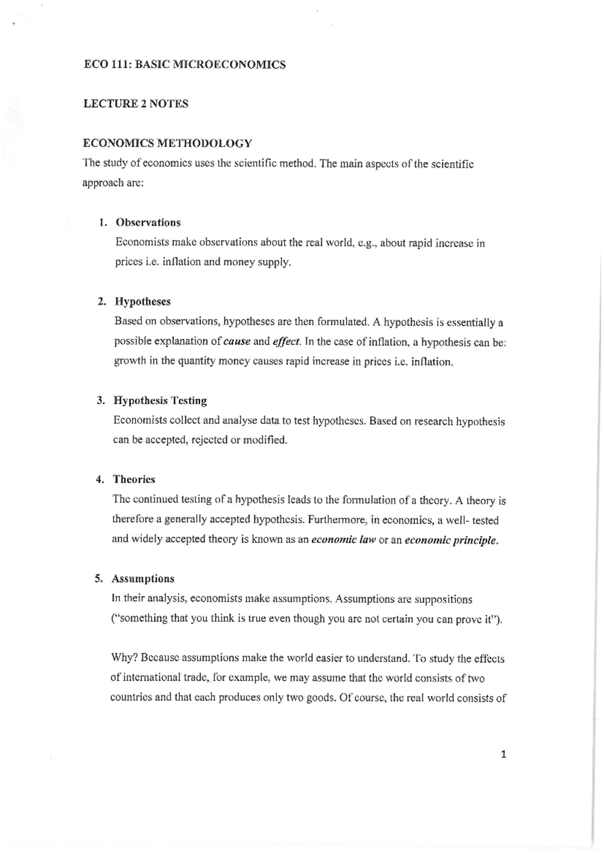 ECO 111 Lecture 2 Summary - Essential Concepts to Study Hard - Studocu