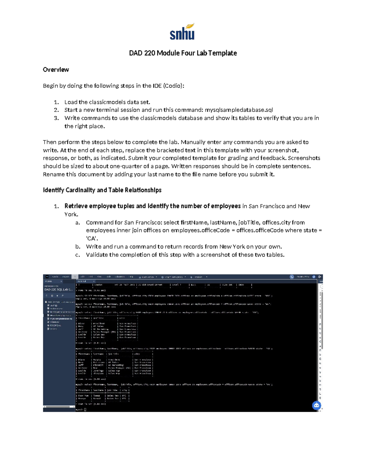 DAD 220 Module Four Lab: Cardinality & Table Relationships Overview ...
