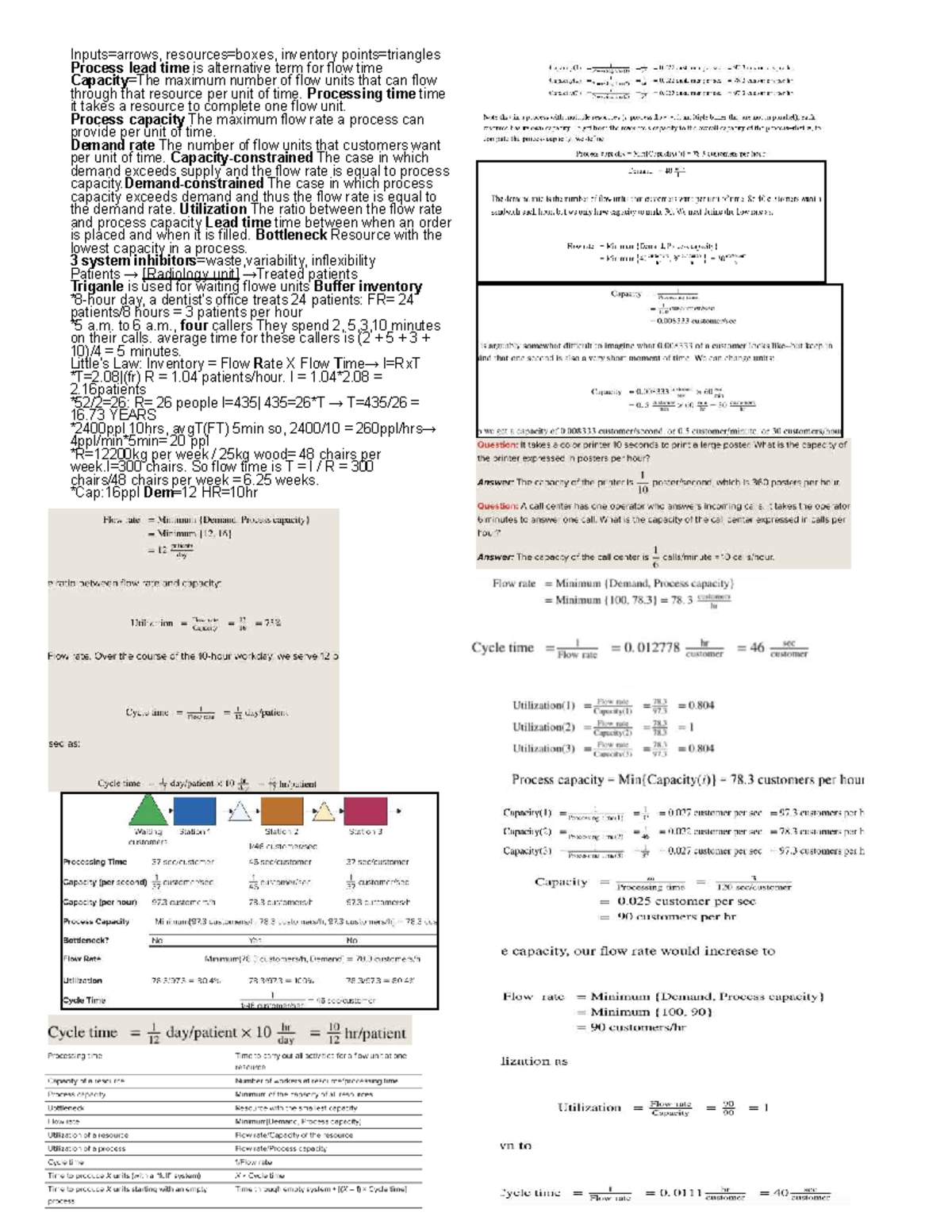 OPM 3000 - Midterm Study Notes on Inventory Process and Flow Time - Studocu