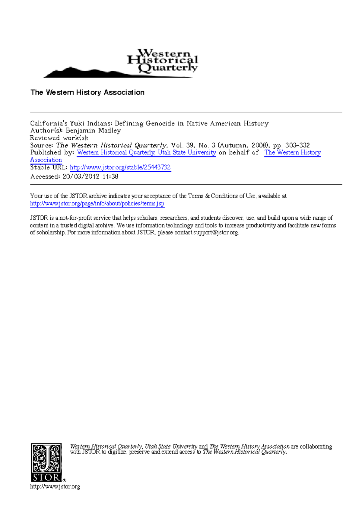 California's Yuki Indians: Genocide Under U.S. Policies (HIST 101 ...