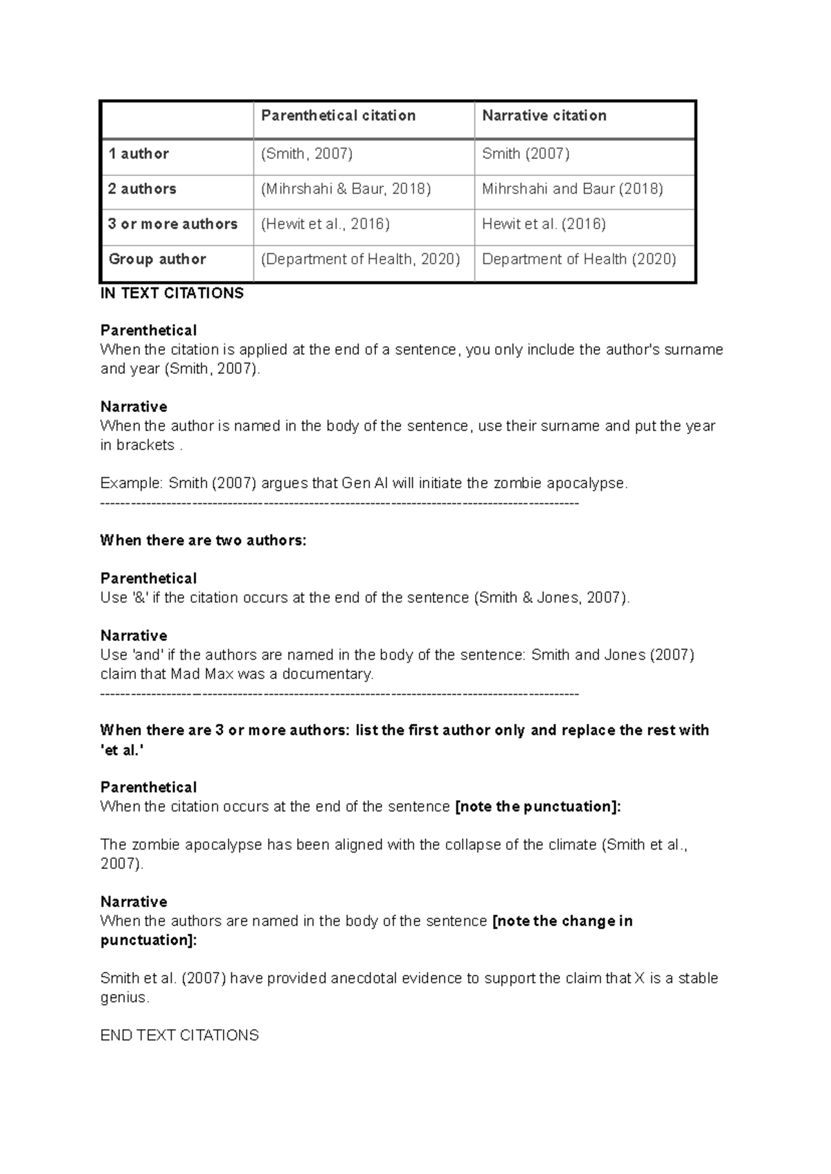 Week 1 Tutorial: In-Text Citation Guidelines (APA Style) - Studocu