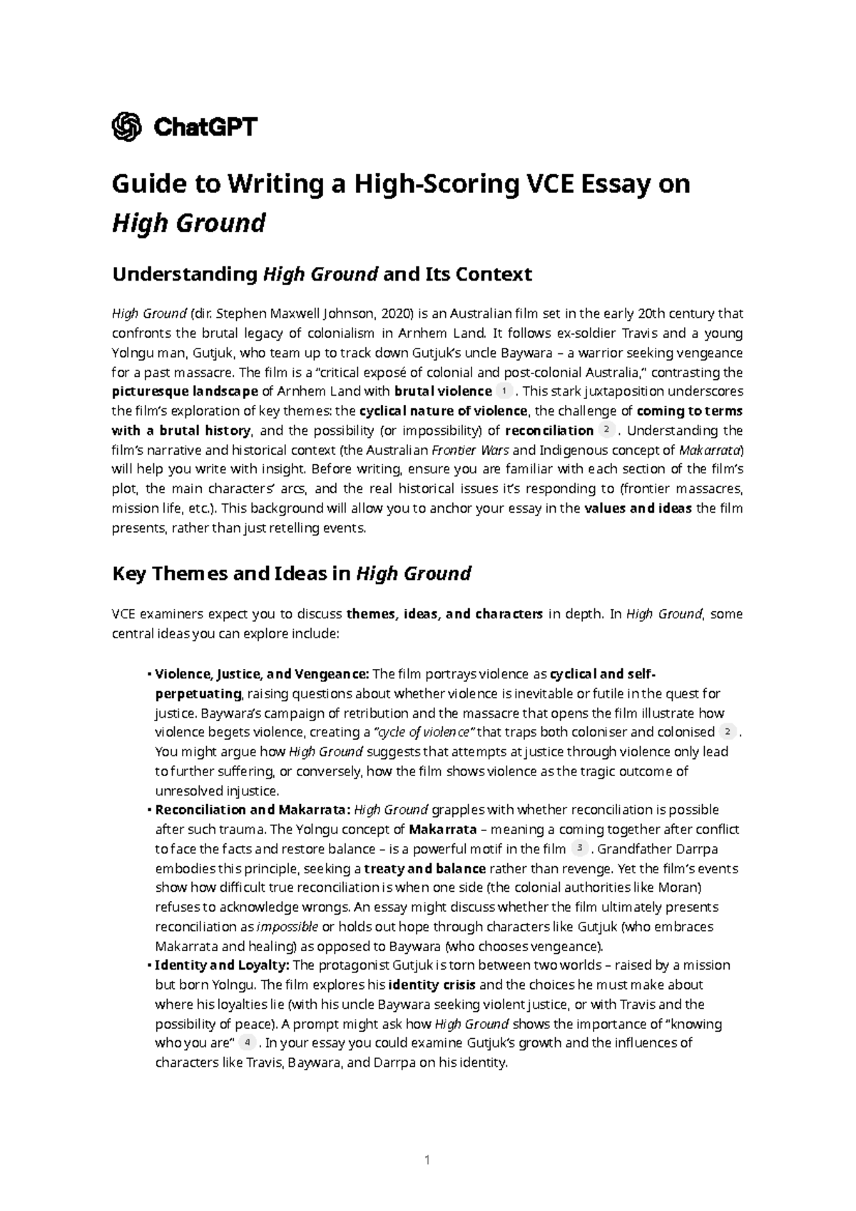 Guide to Writing a High-Scoring VCE Essay on High Ground - Studocu