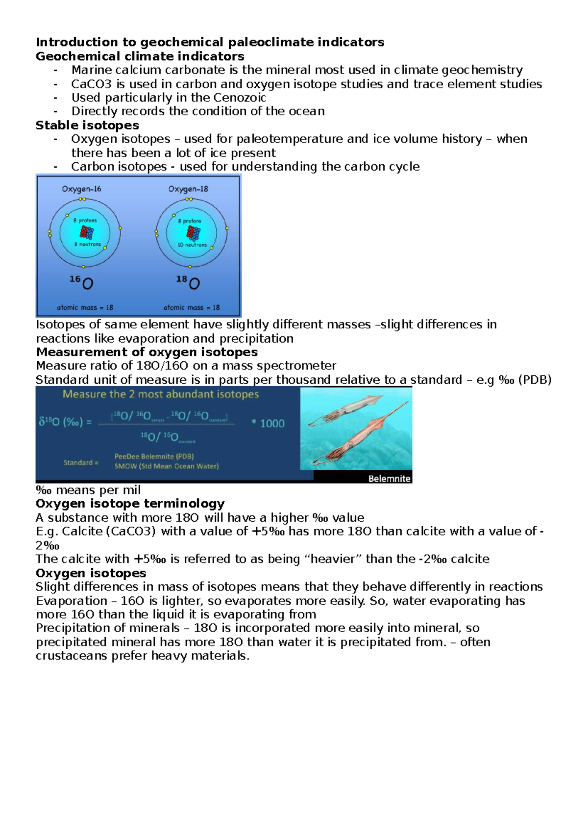 Geochemical Paleoclimate Indicators and Oceanic Isotope Records (GEO ...