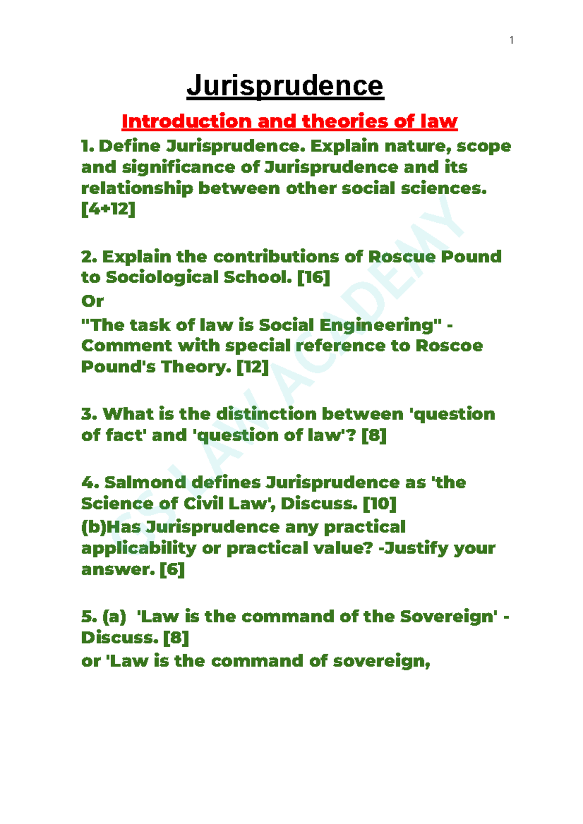 Jurisprudence Notes: Introduction, Theories, and Key Concepts for 7th ...