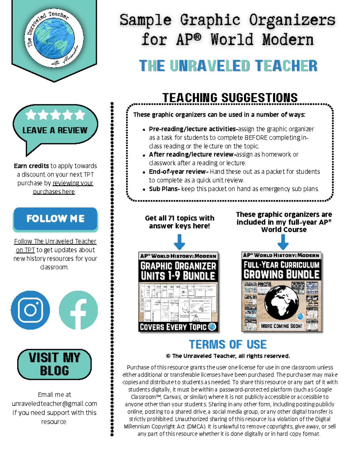 Sample Graphic Organizersfor APWorld History Modern Topics 1433and55-2 ...