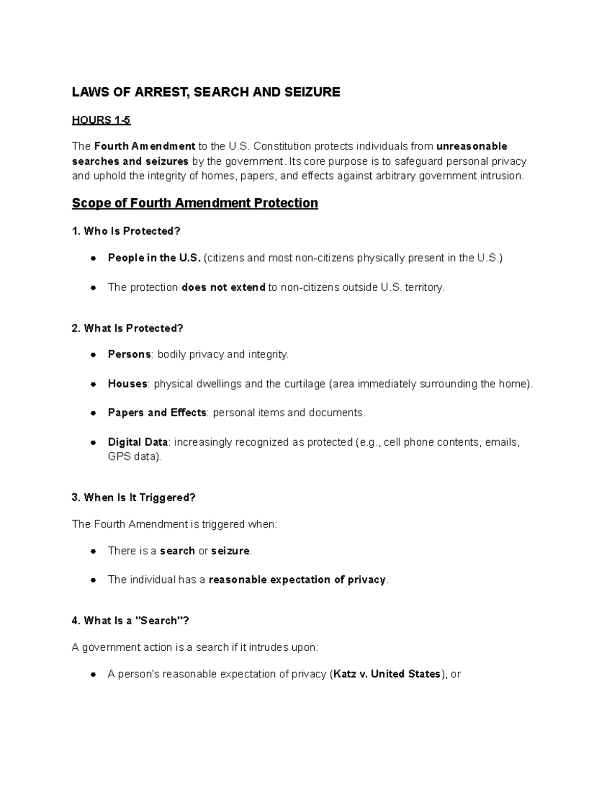 Laws of Arrest, Search & Seizure: IL Criminal Procedure Overview - Studocu