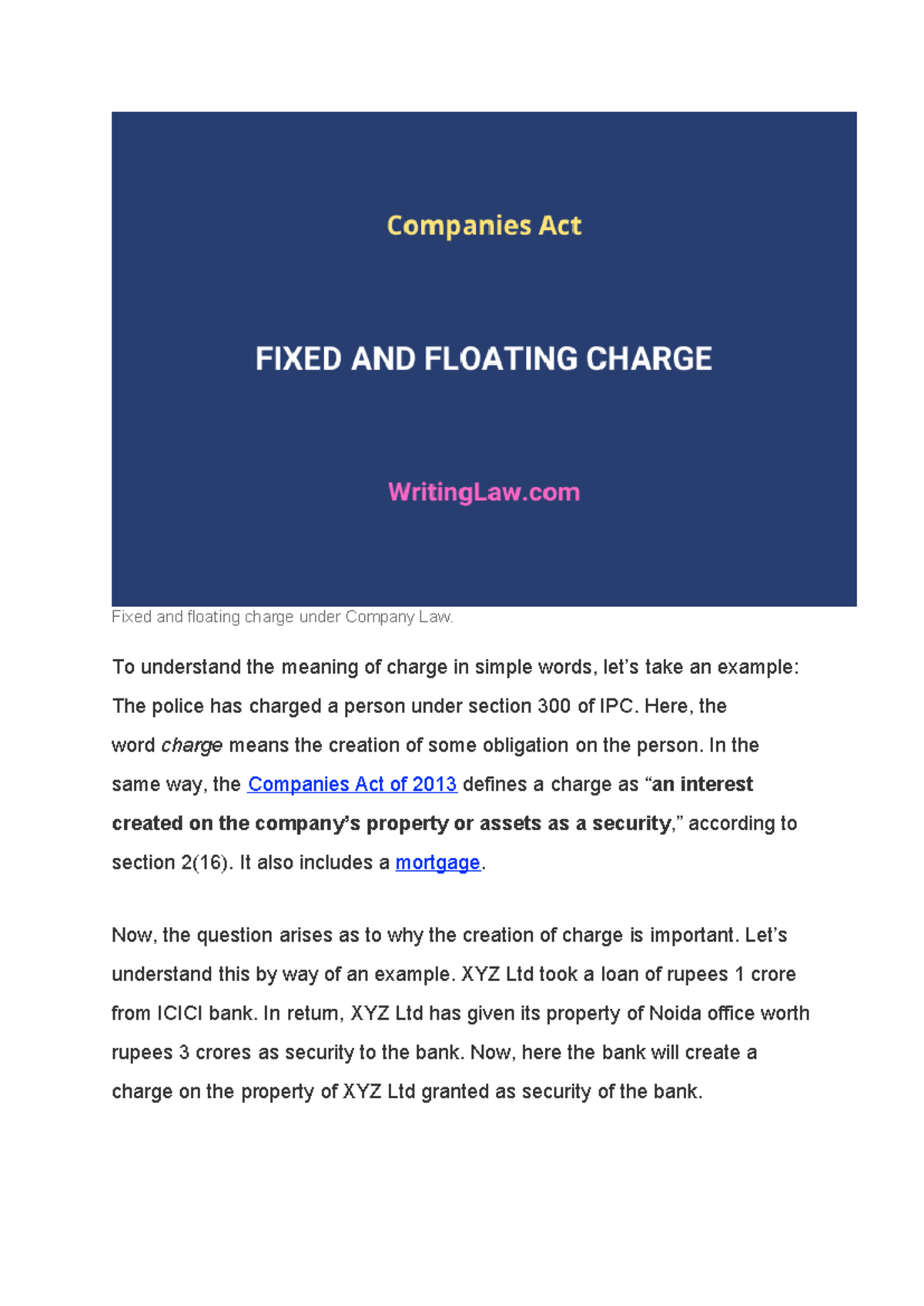 Understanding Fixed and Floating Charges in Company Law (CL 101) - Studocu