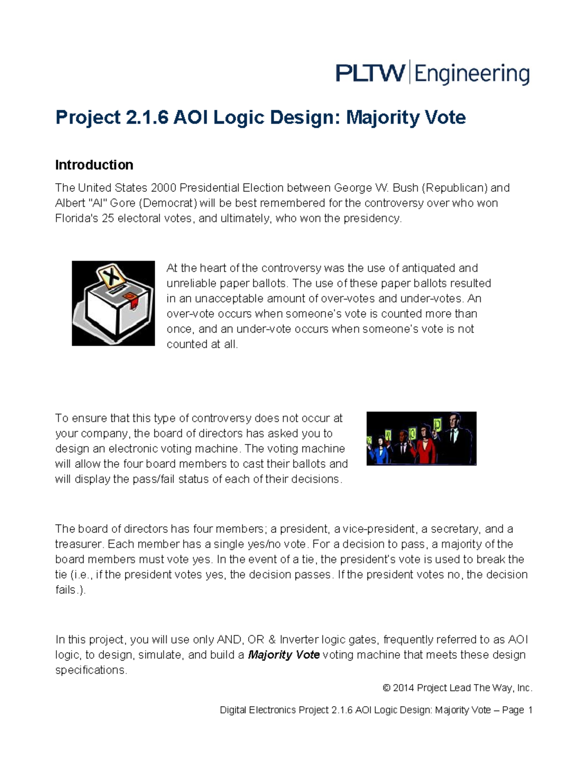 Project 2.1.6 AOI Logic Design: Building a Majority Vote Machine - Studocu