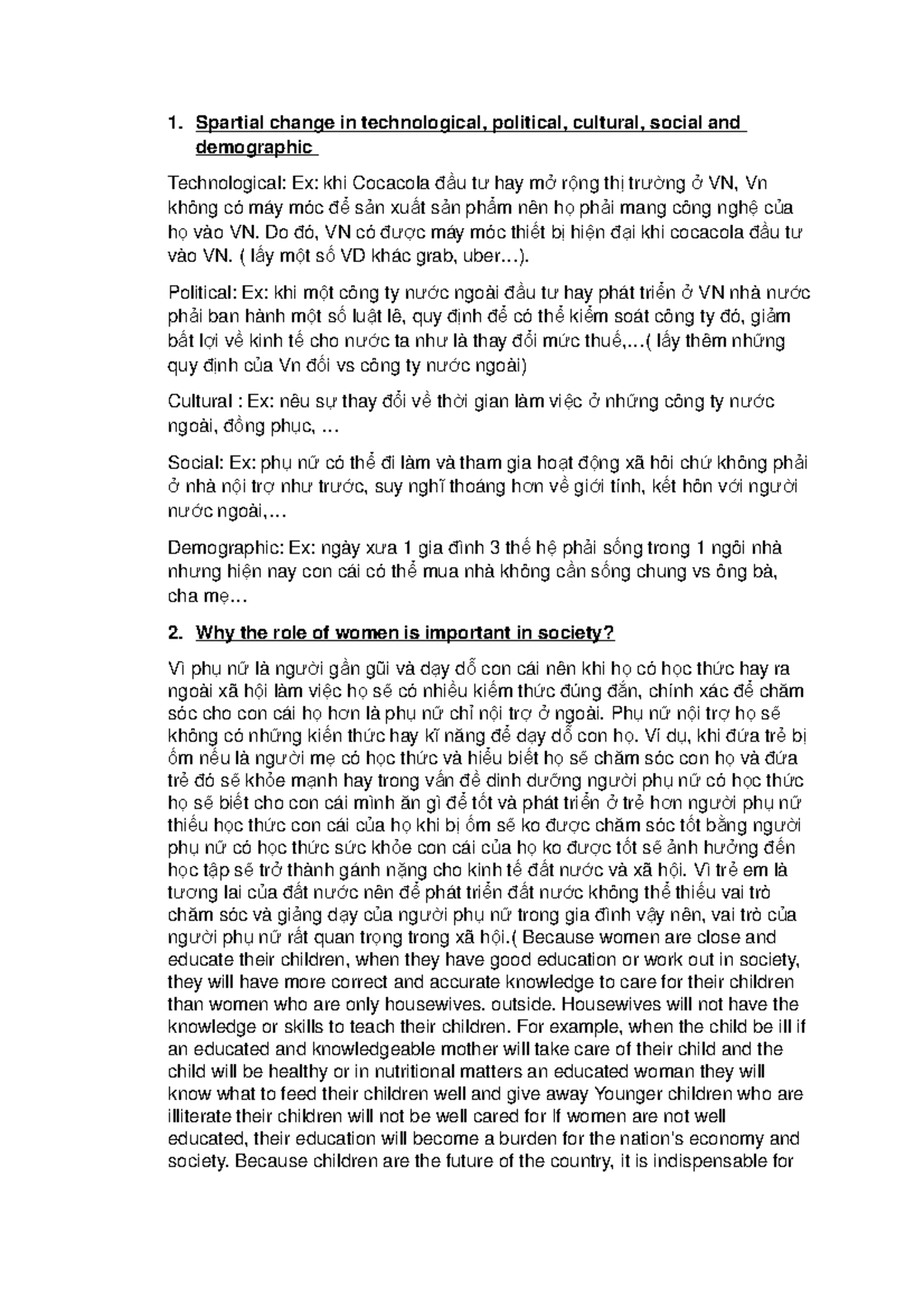 Practical Examples - 1. Spartial change in technological, political ...