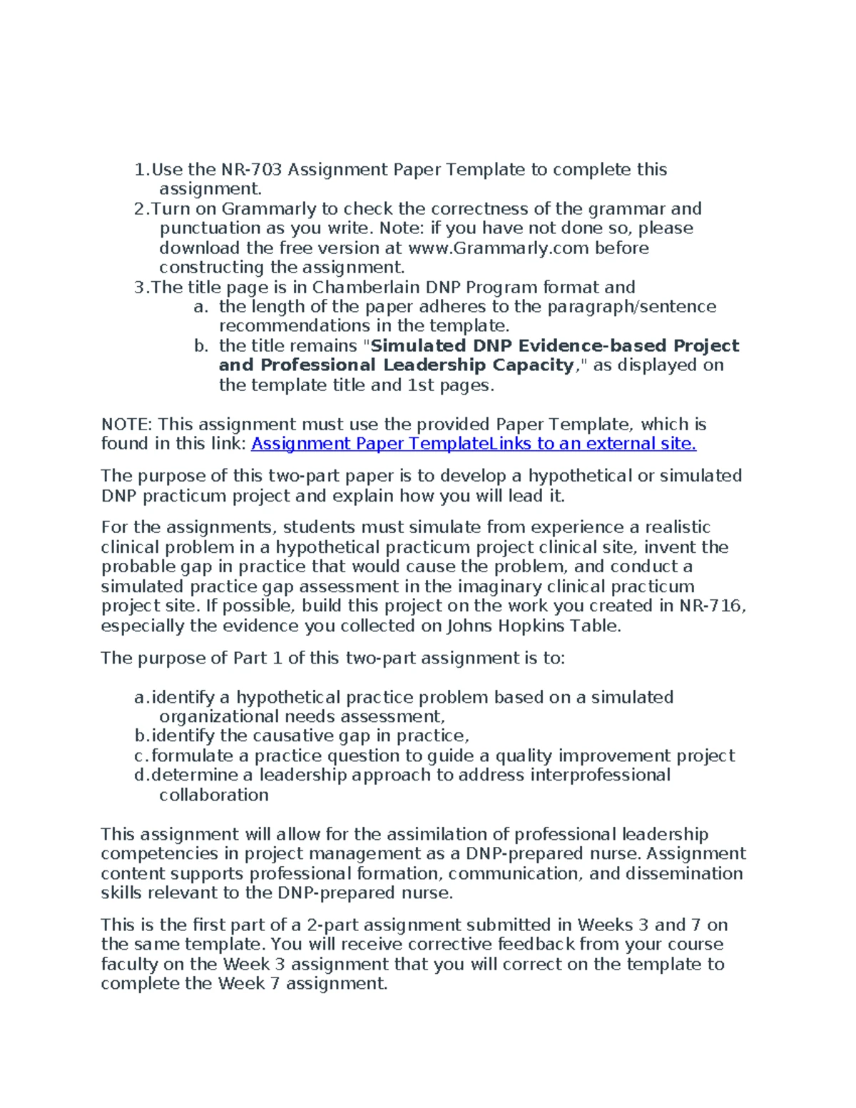 Week 7 NR-703 Assignment: Hypothetical DNP Practicum Project Part 2 ...