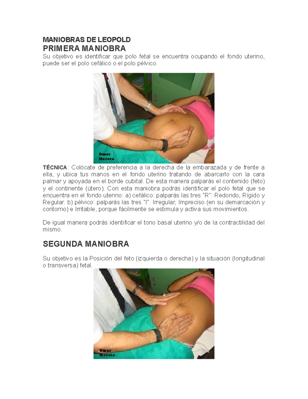 Maniobras DE Leopold - APOYO ACADEMICO - MANIOBRAS DE LEOPOLD PRIMERA ...