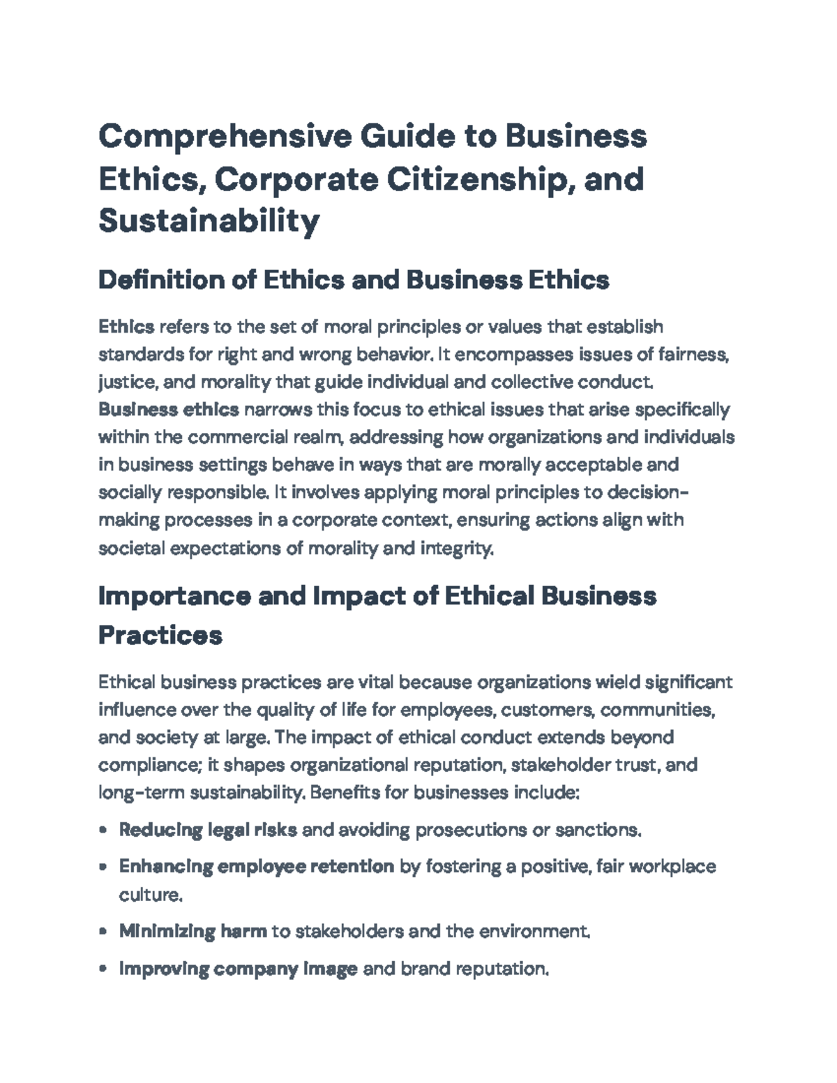 Comprehensive Guide to Business Ethics & Sustainability Strategies ...