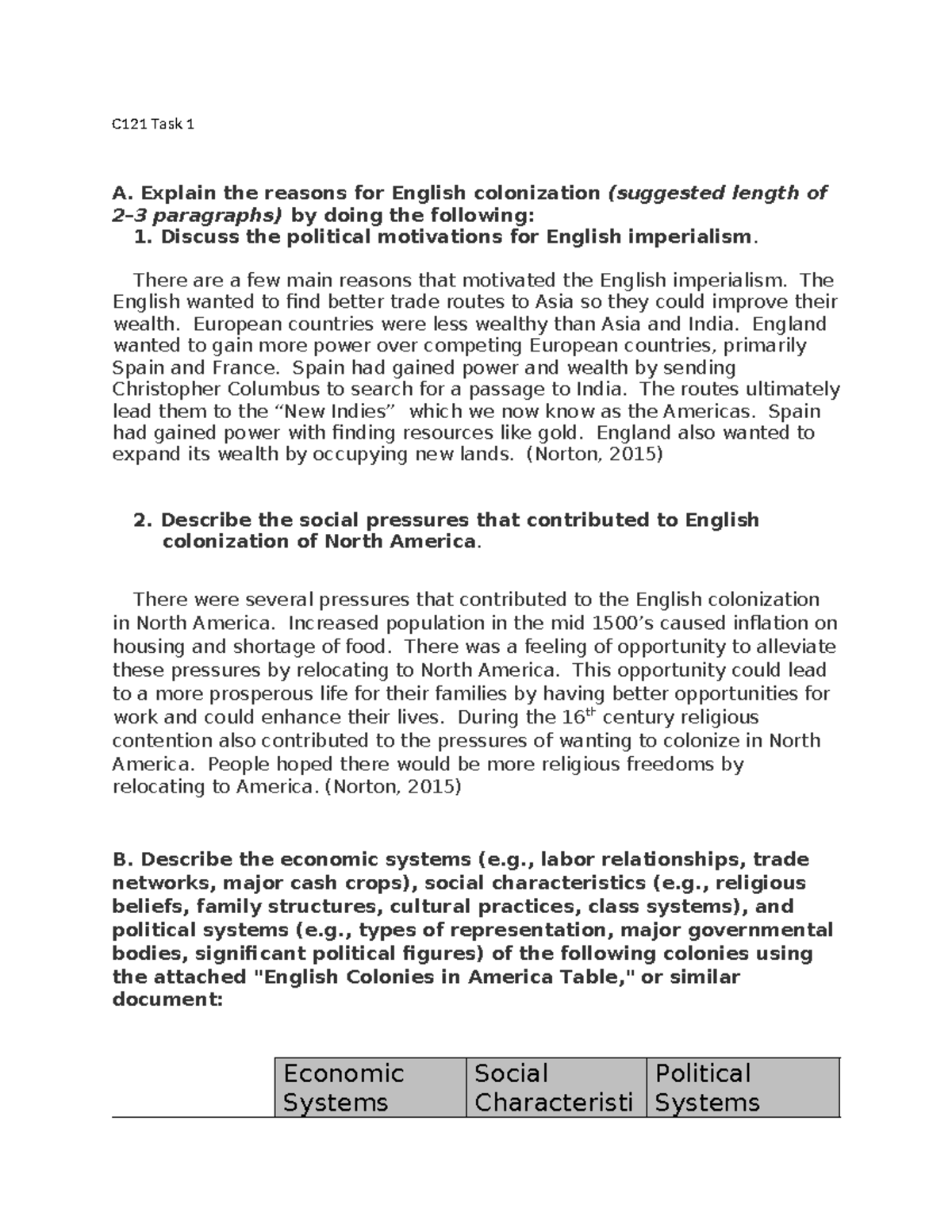 C121 Task 1 - Passed - C121 Task 1 A. Explain the reasons for English ...