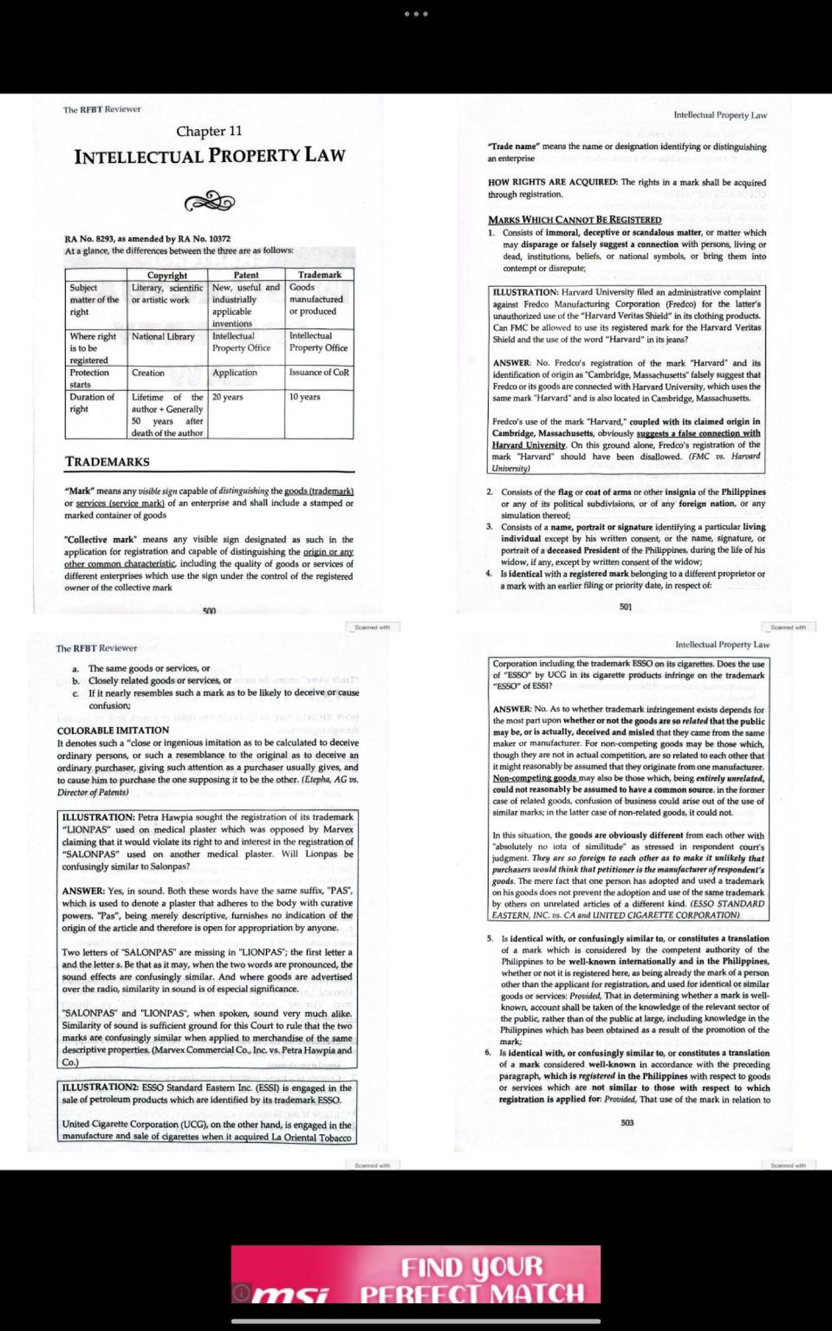Intellectual Property Law - MARKS WHICH CANNOT BE REGISTERED RA No. 8293, as amended RA No ...