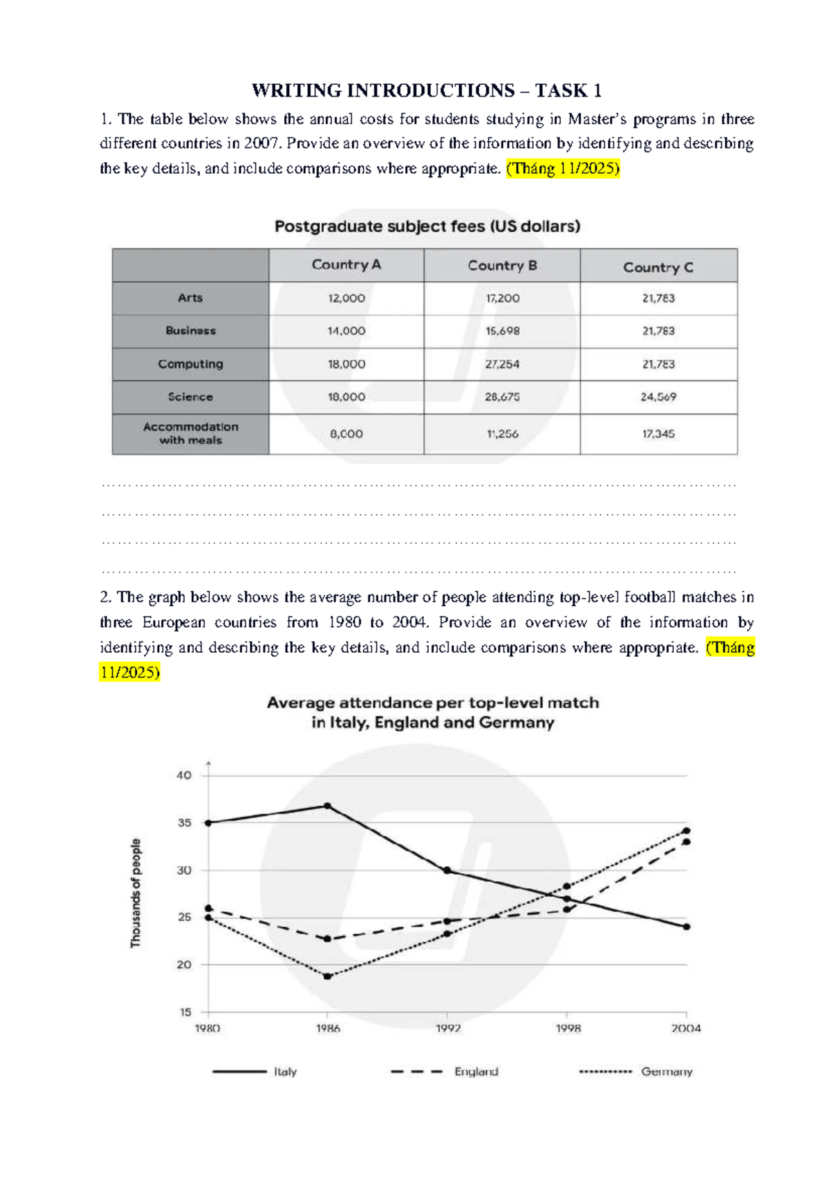 WRITING INTRODUCTIONS TASK 1: OVERVIEW & COMPARISONS - Studocu