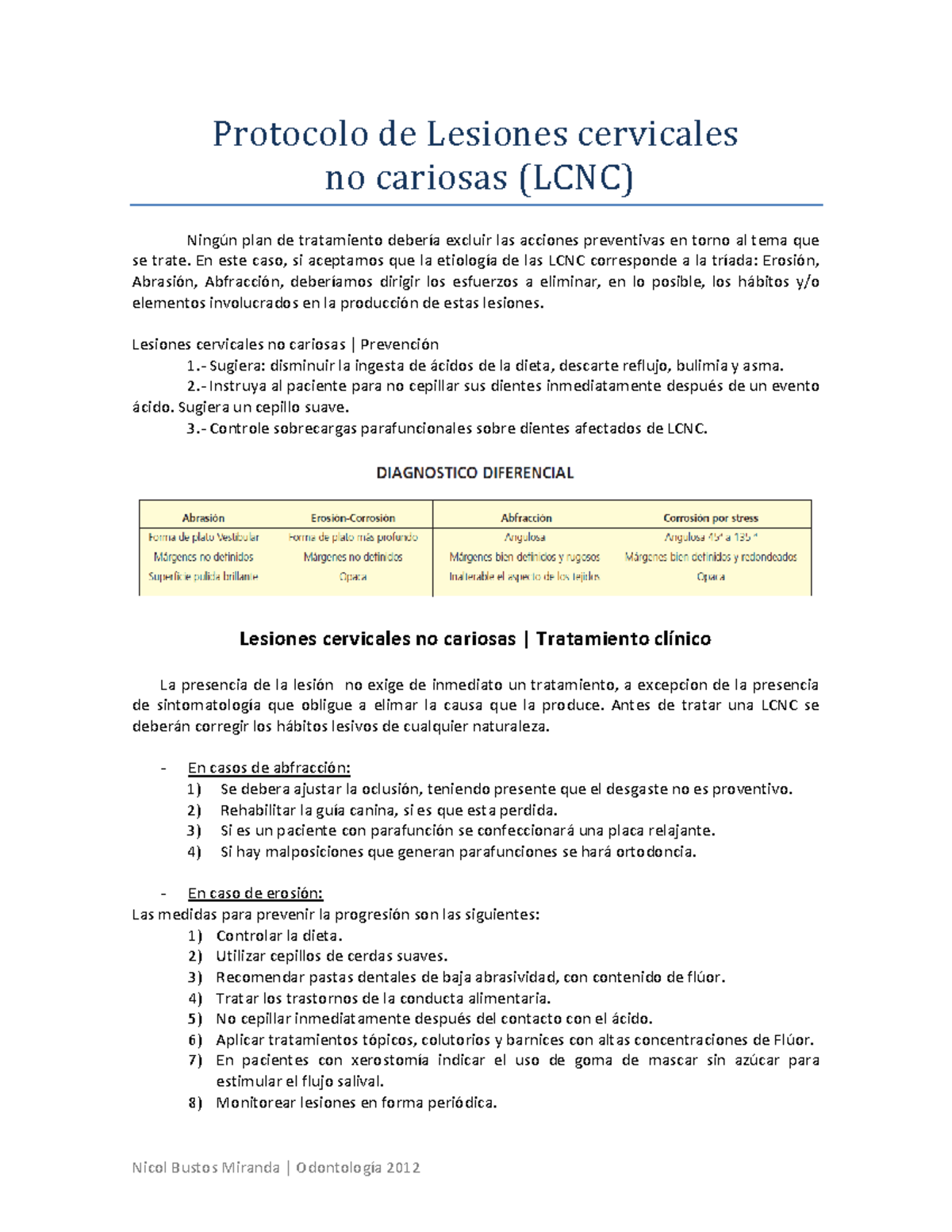 Protocolo de Lesiones Cervicales No Cariosas (LCNC) y Tratamientos ...