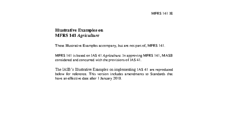 MFRS 141 Agriculture: Illustrative Examples and Applications - Studocu