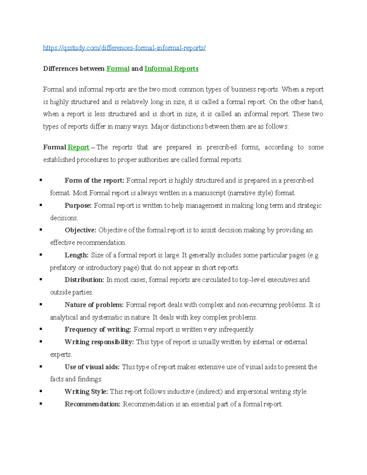 2-Formal and Informal Report, Long and Short Report - qsstudy ...