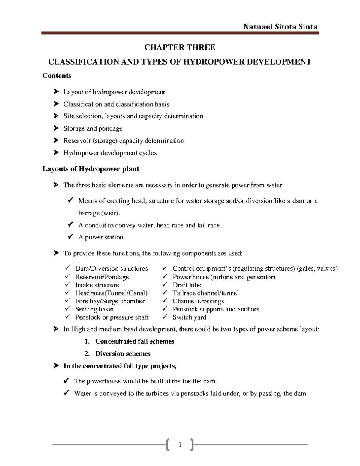 Classification and Types of Hydropower Development (Chapter 3) - Studocu