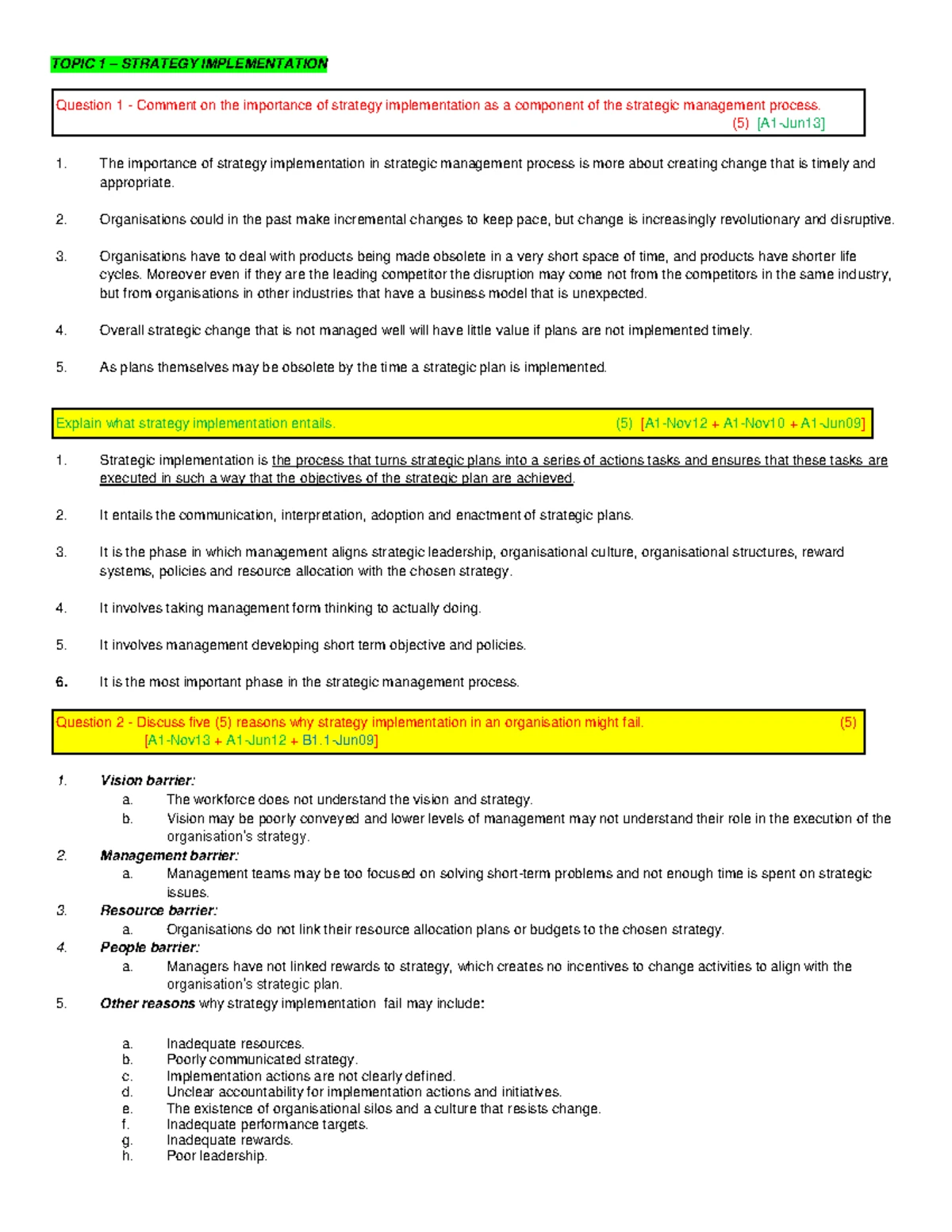Chapter 8: Strategy Implementation & Change Management Case Study ...
