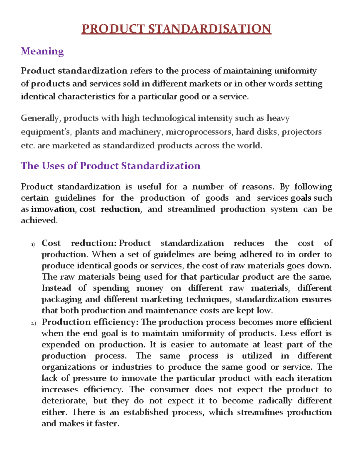 Product Standardisation - PRODUCT STANDARDISATION Meaning Product ...