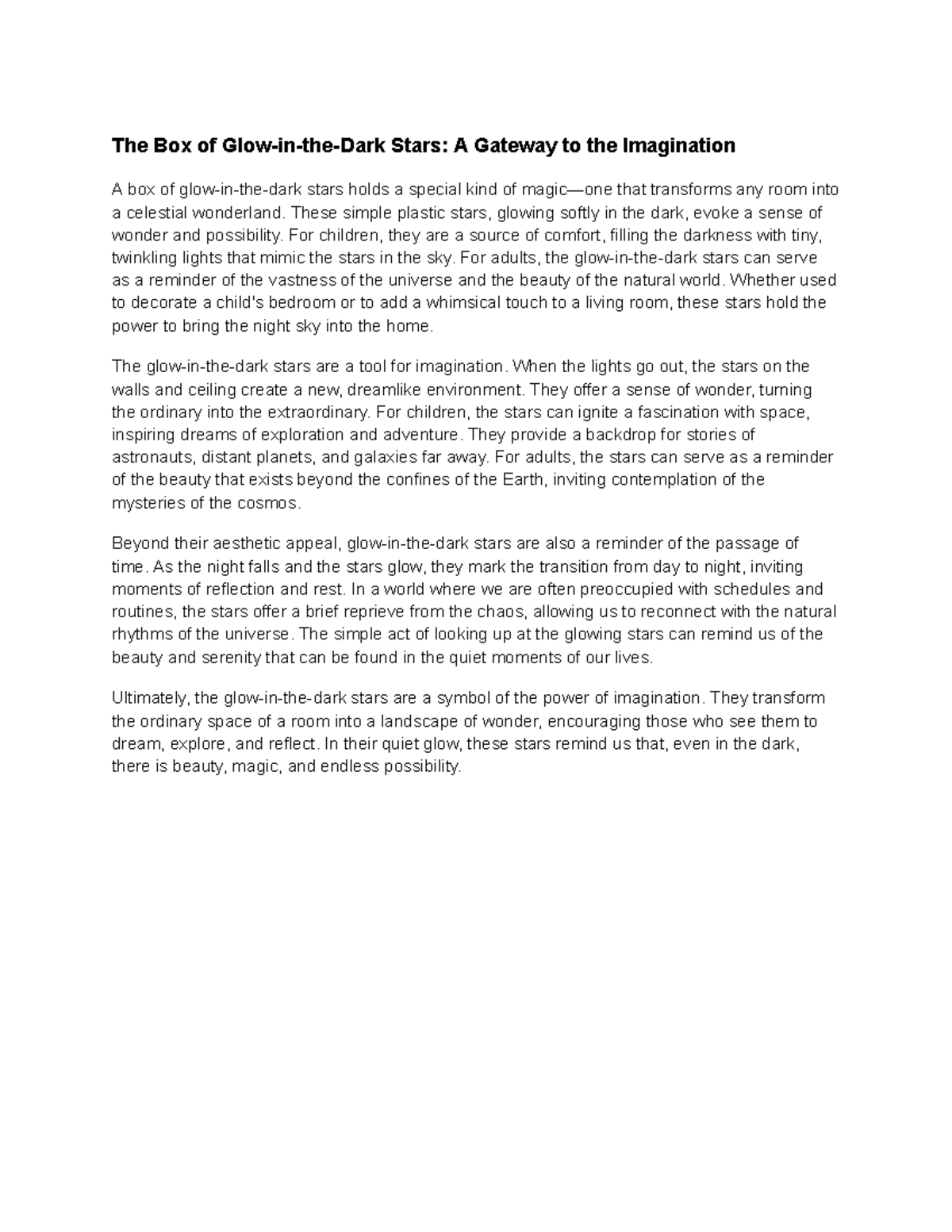 The Box of Stars: Transforming Spaces into Celestial Wonders - Studocu