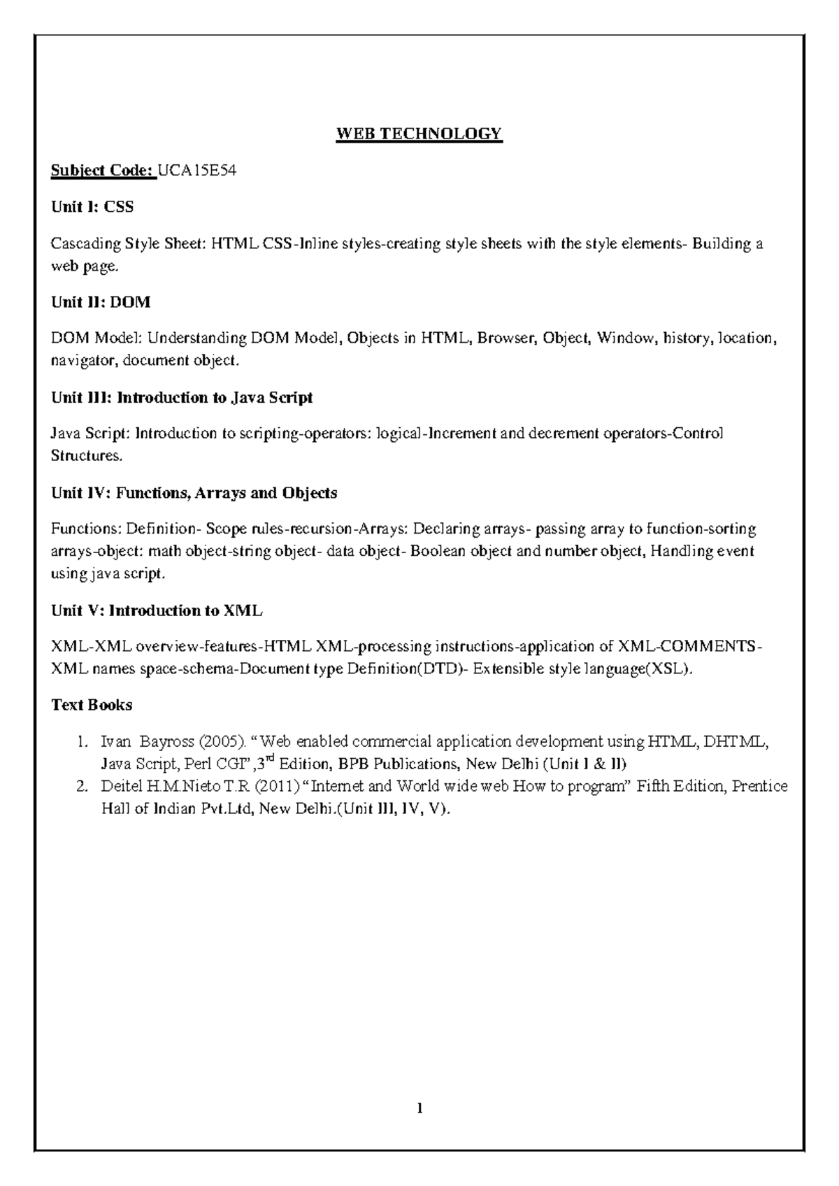 WEB TECHNOLOGY Notes: UCA15E54 - CSS, DOM, JavaScript & XML - Studocu