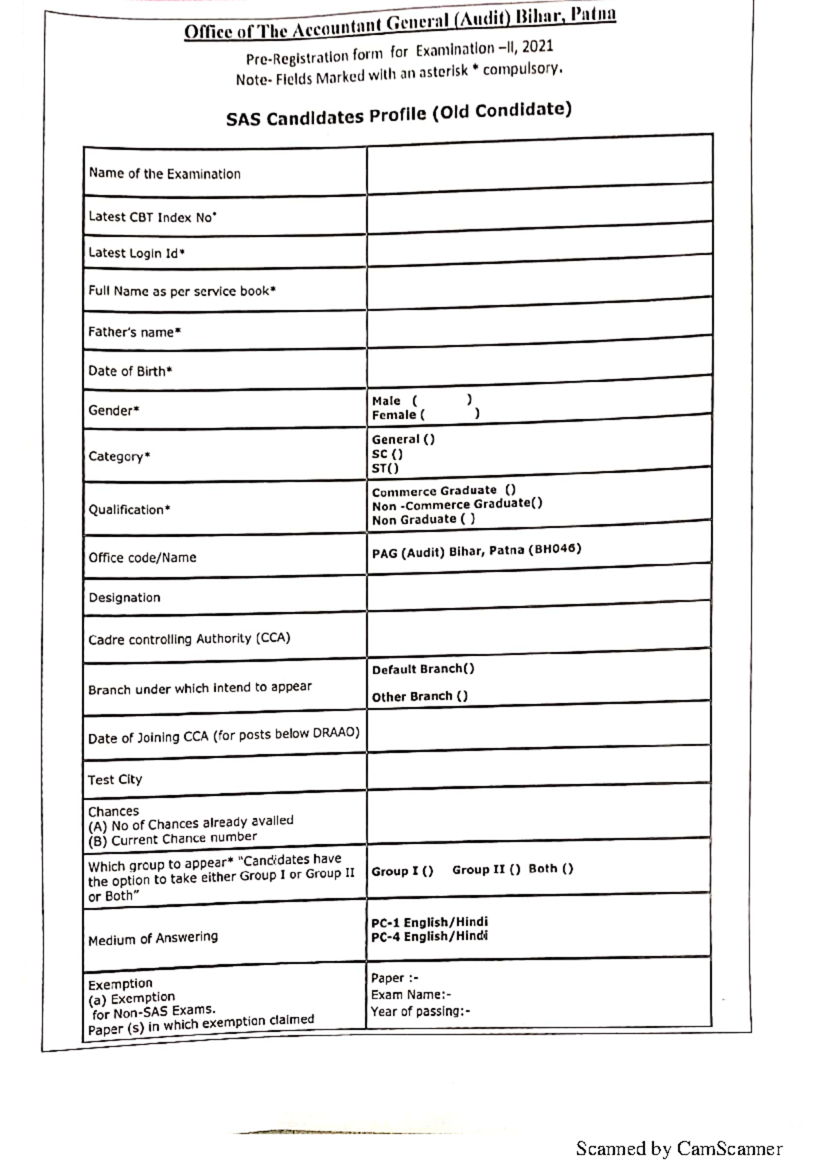 SAS Exam II Application Form - Office of The Accountant General (BH046 ...