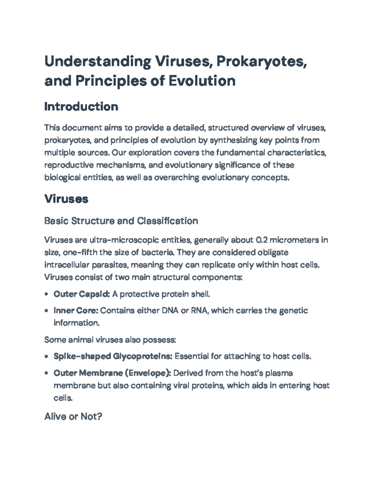 Biology Overview: Viruses, Prokaryotes, & Evolutionary Principles ...