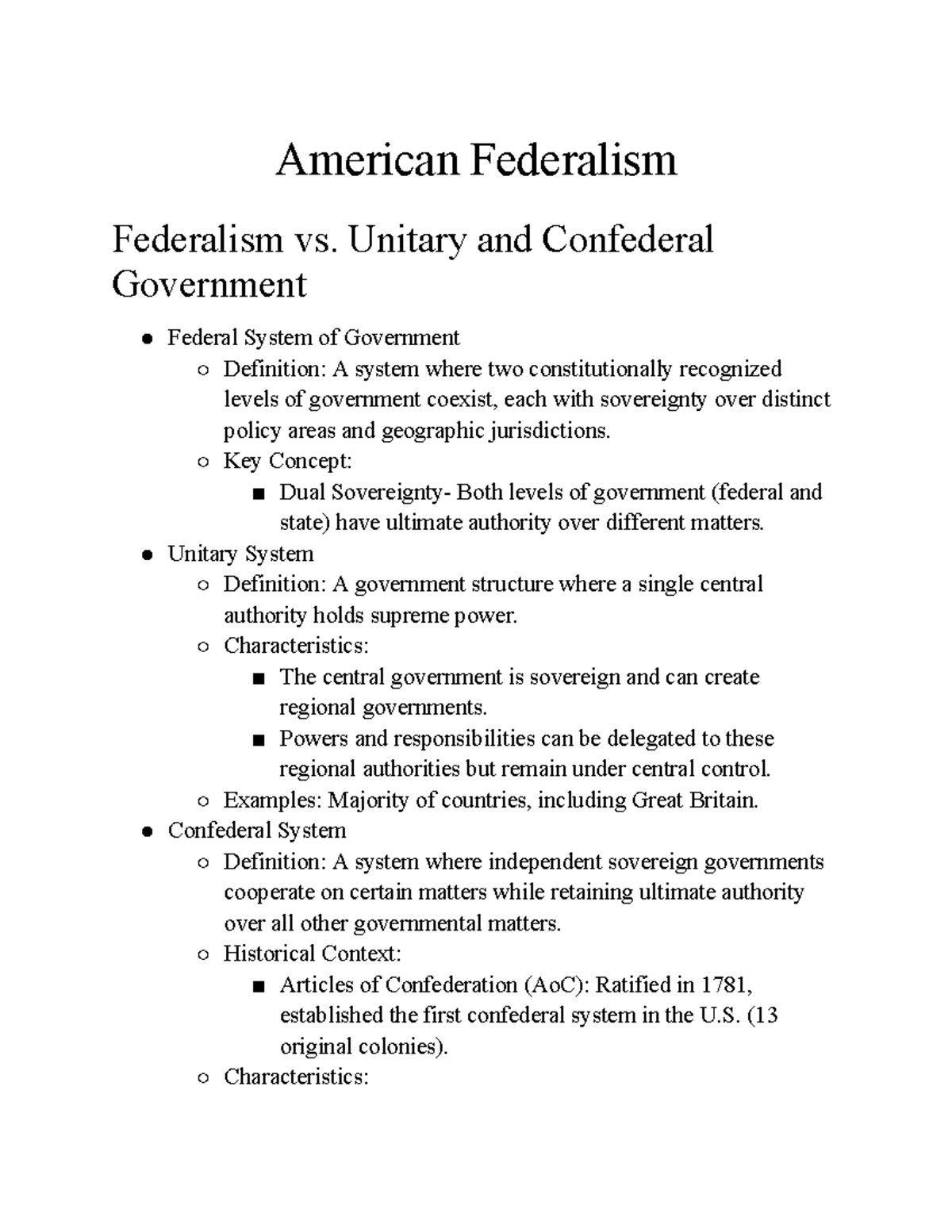 American Federalism Overview: Systems and Evolution - American ...