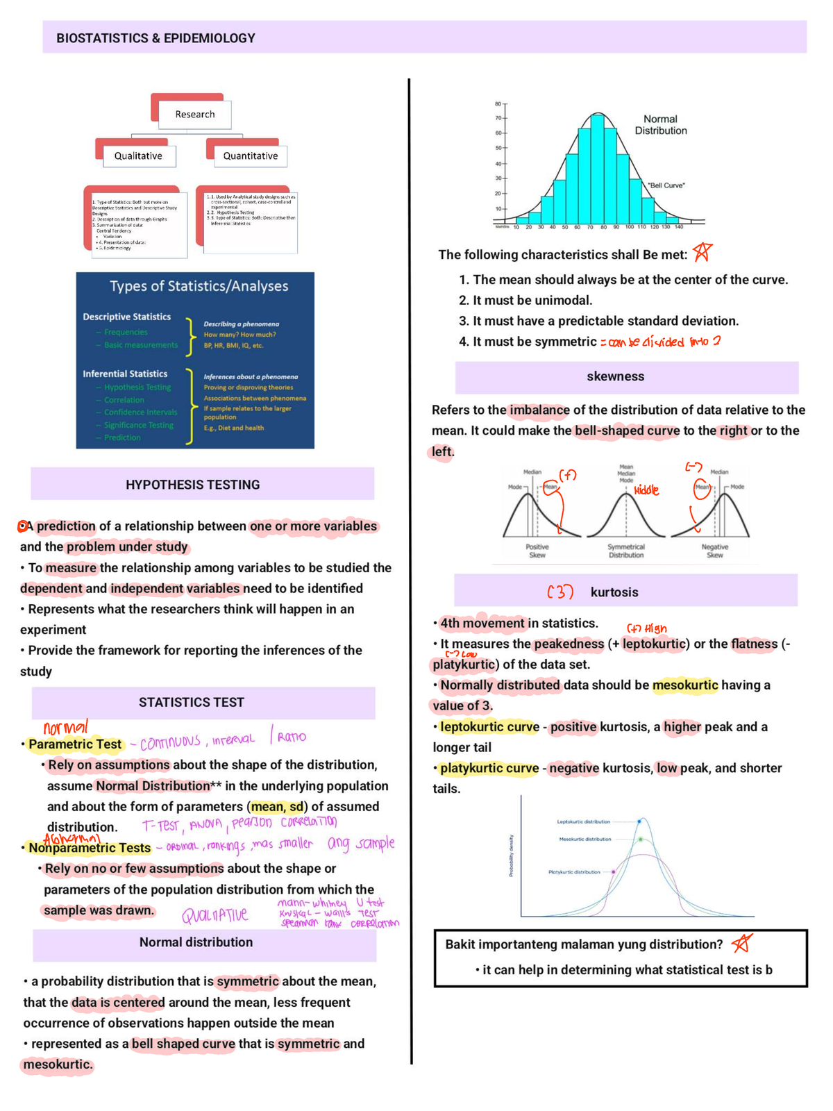 BIOSTATISTICS EPIDEMIOLOGY 80 Midterm Review: Normal Distribution ...