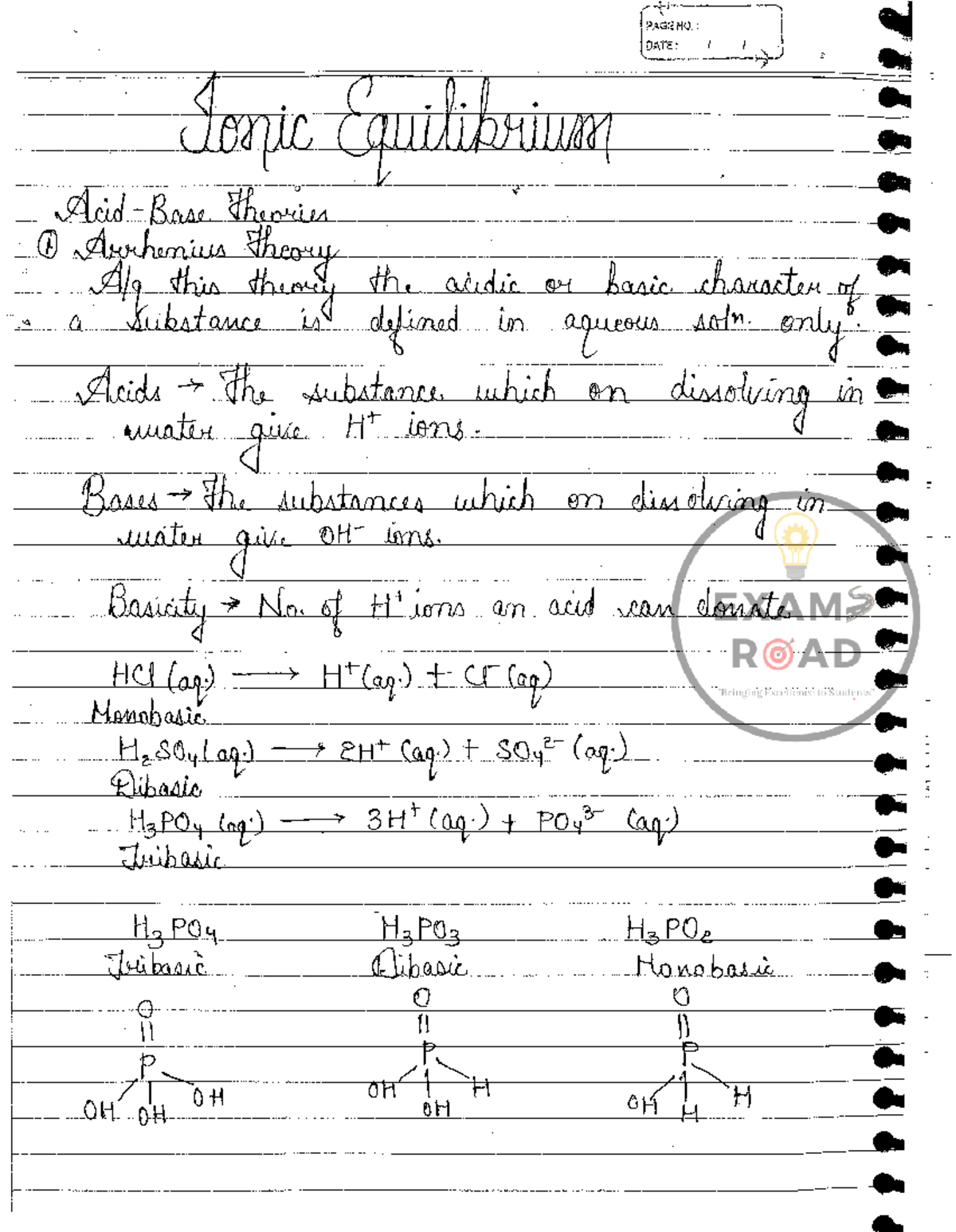 Ionic Equilibrium - H2O and Acid-Base Concepts Notes (CHEM101) - Studocu