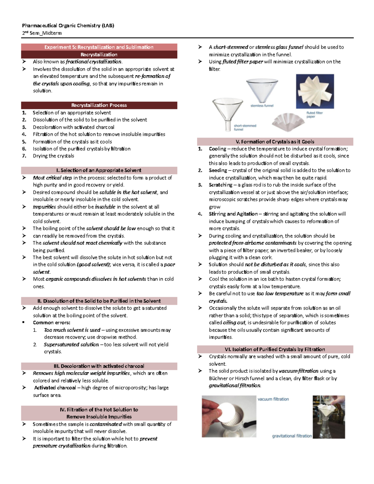Pharmaceutical Organic Chemistry (LAB) 2nd Sem_Midterm Review Notes ...