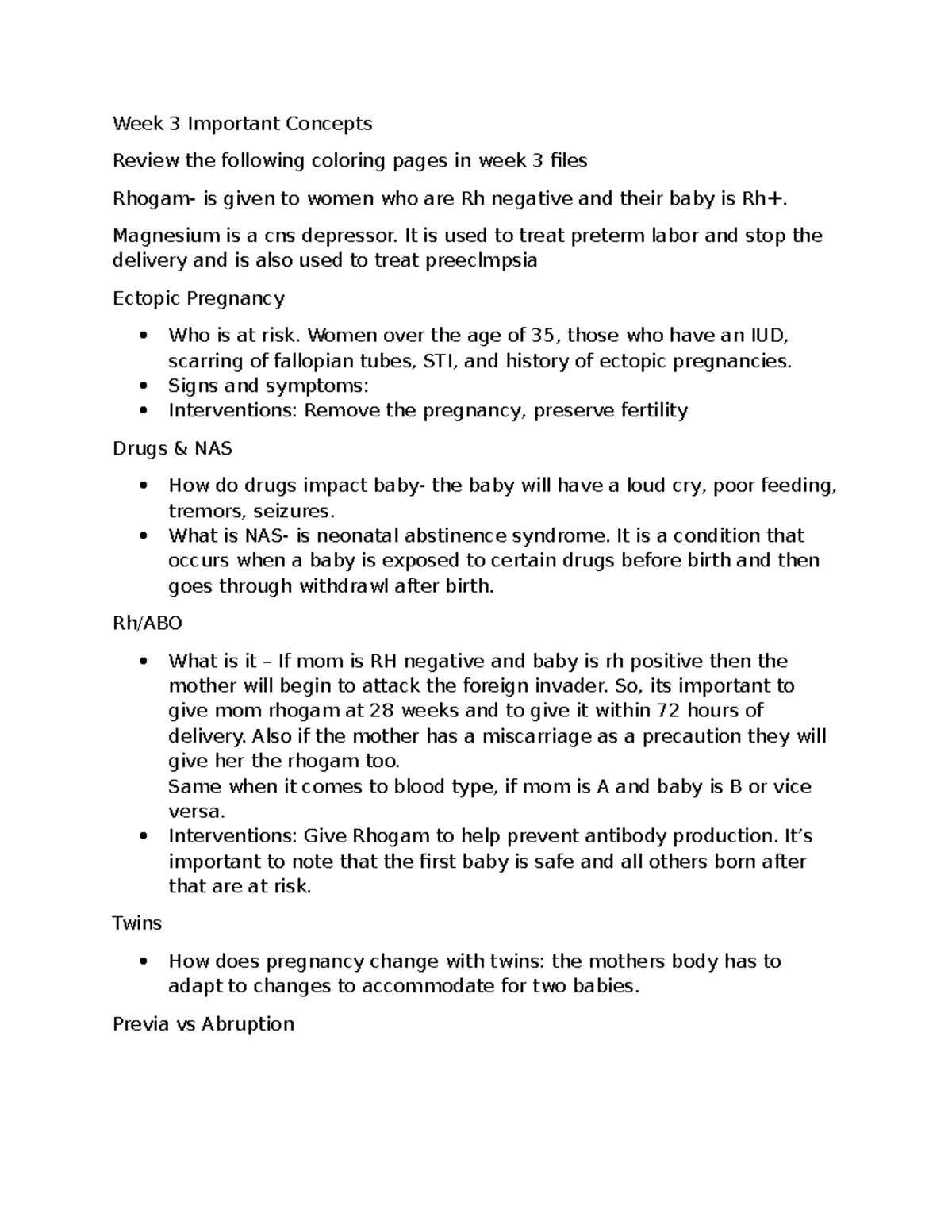 Week 3 Important Concepts - Week 3 Important Concepts Review the ...