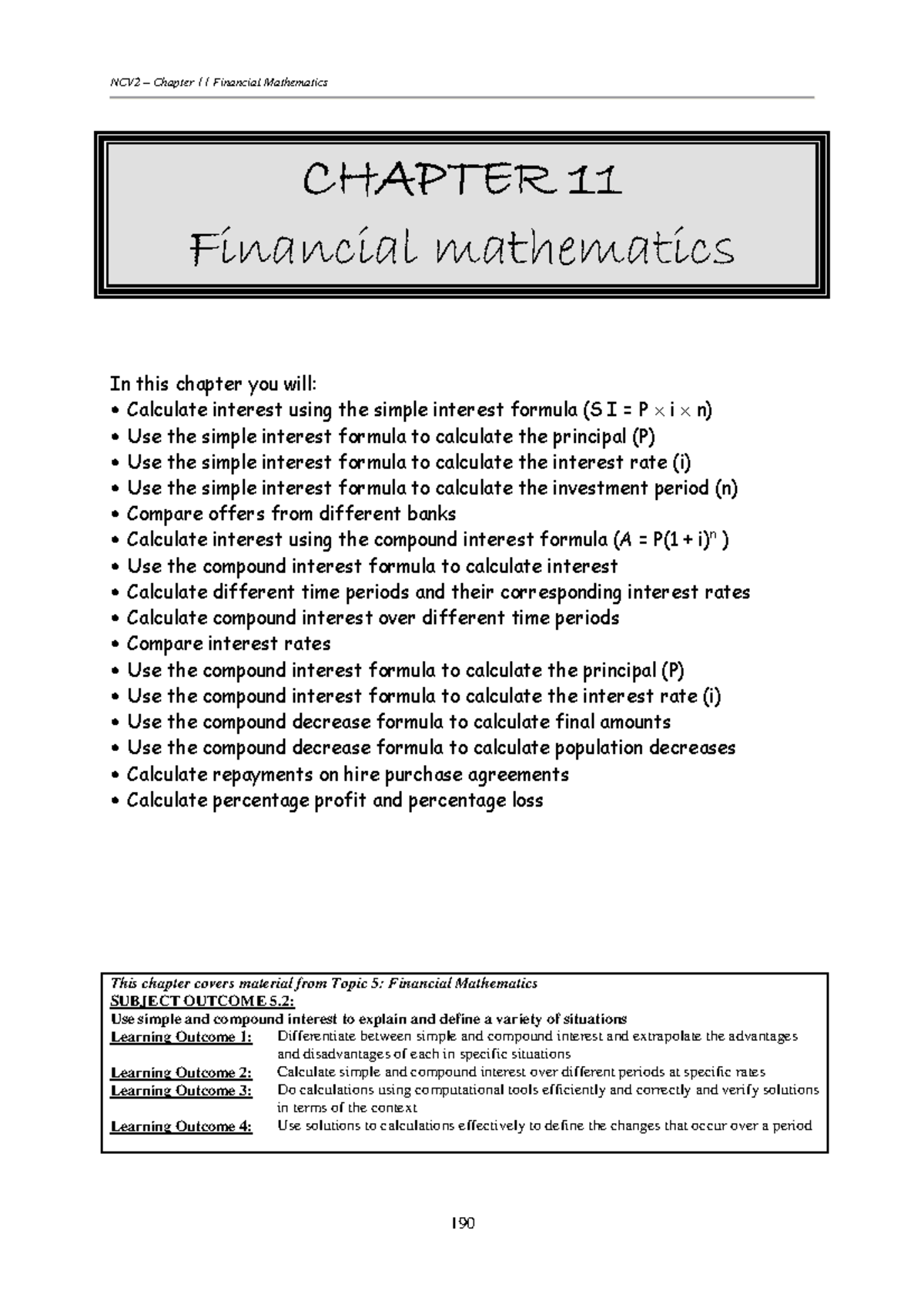 NCV2 Chapter 11 Financial Mathematics: Interest Calculations and ...