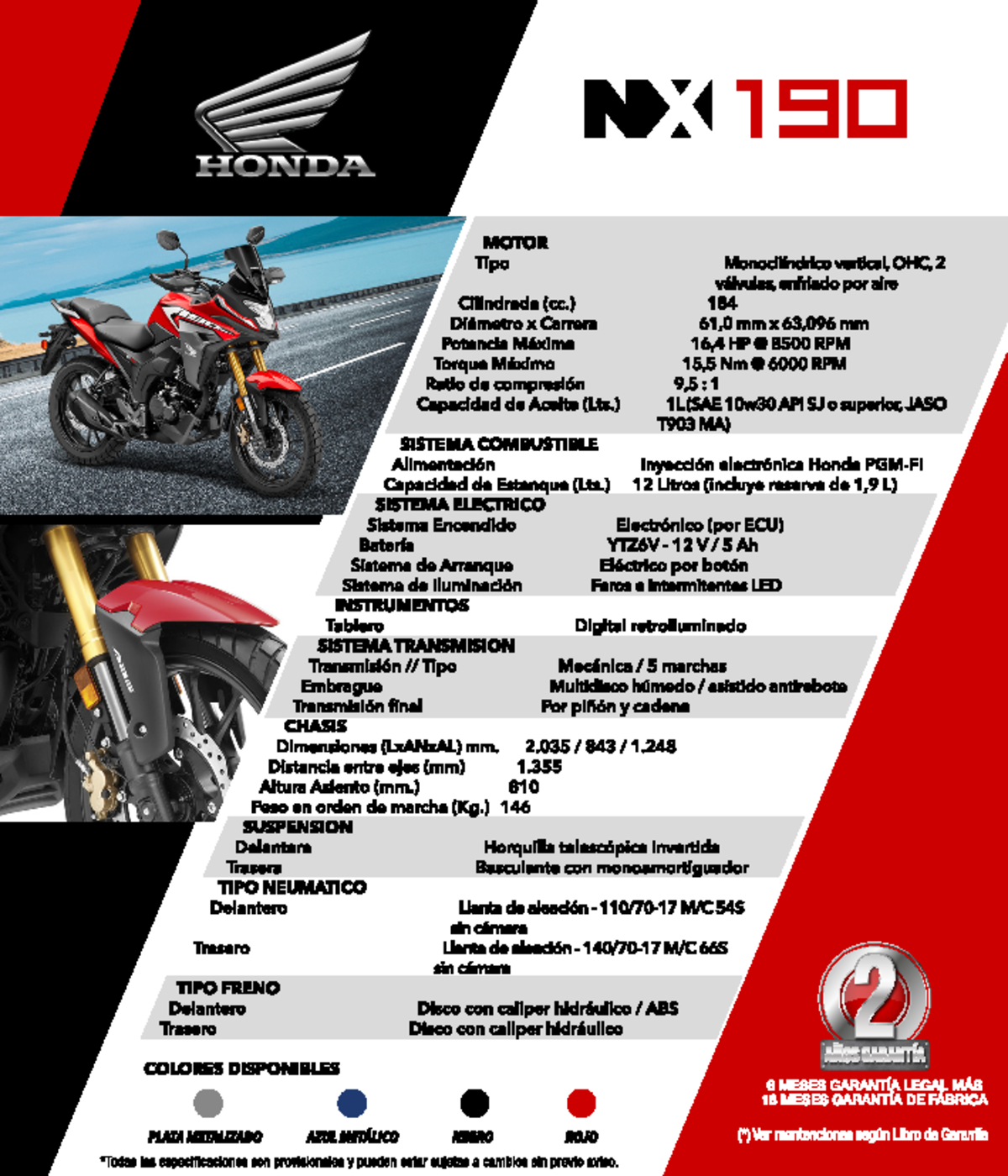 Ficha-nx190 - NX 190 - NX 190 HONDA MOTOR Tipo Monocilíndrico vertical ...