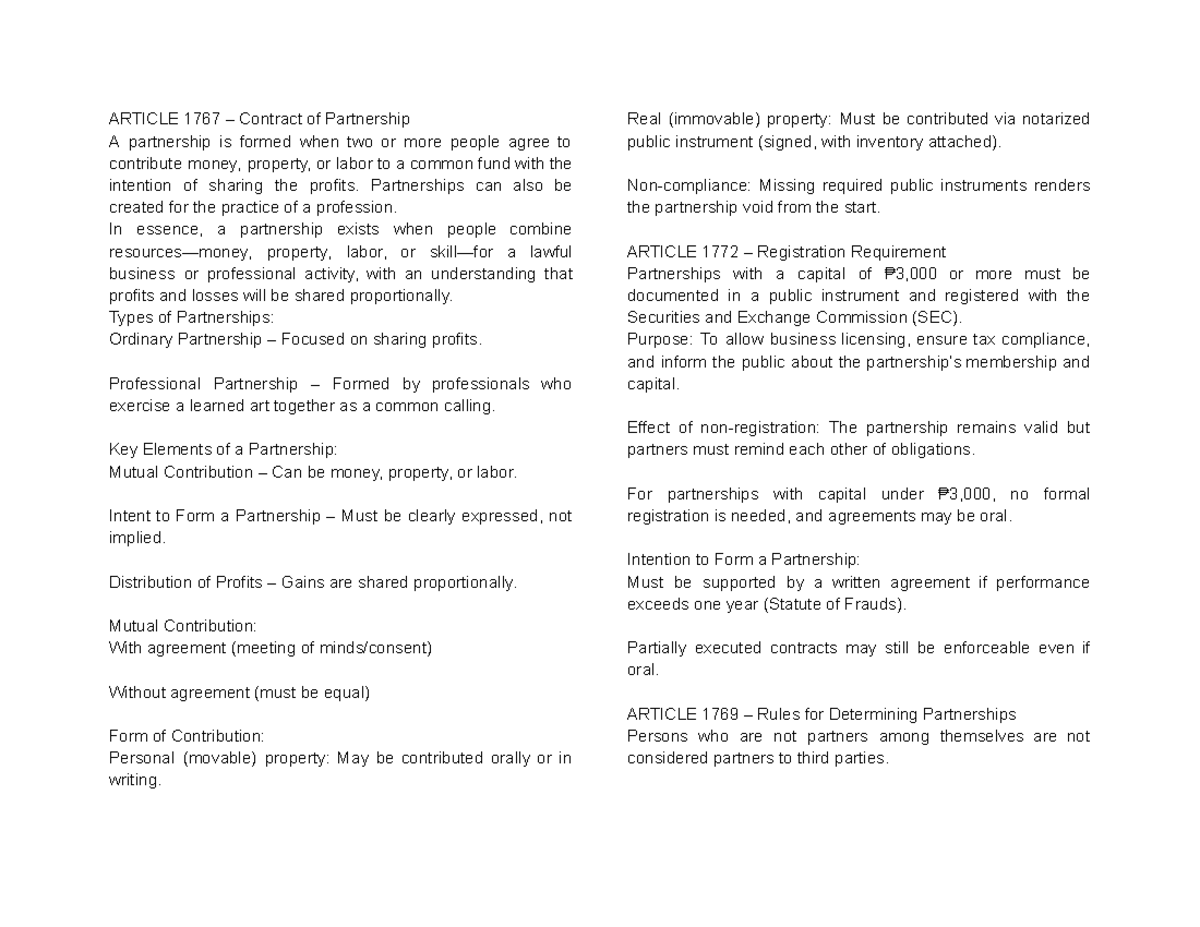 Partnership Fundamentals: Week 1 Overview (Course Code: ARTICLE 1767 ...